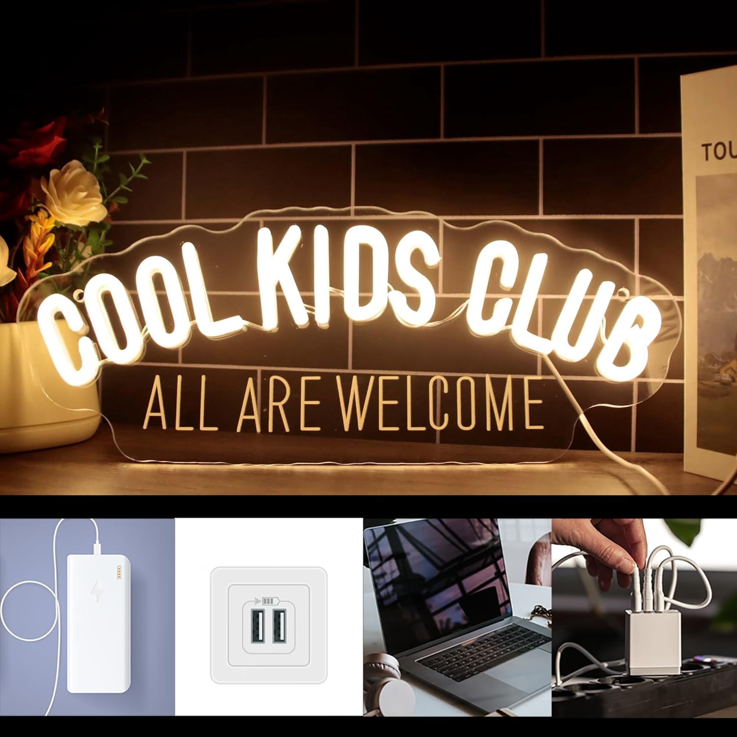 UGUCYUI-Cool Kids Club Neon Sign, All Are Welcome Neon Light, Handmade ...