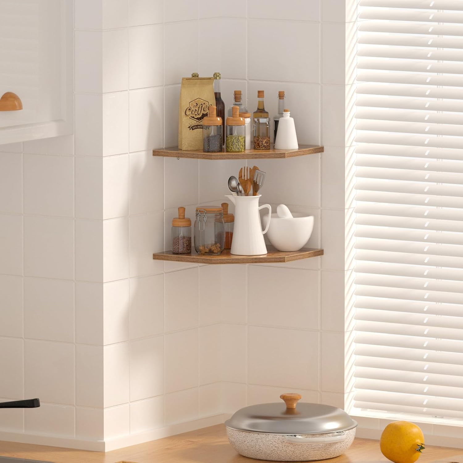 UGUCYUI-Corner Shelf, 12 Inch Set of 2 Floating Shelves for Wall with ...