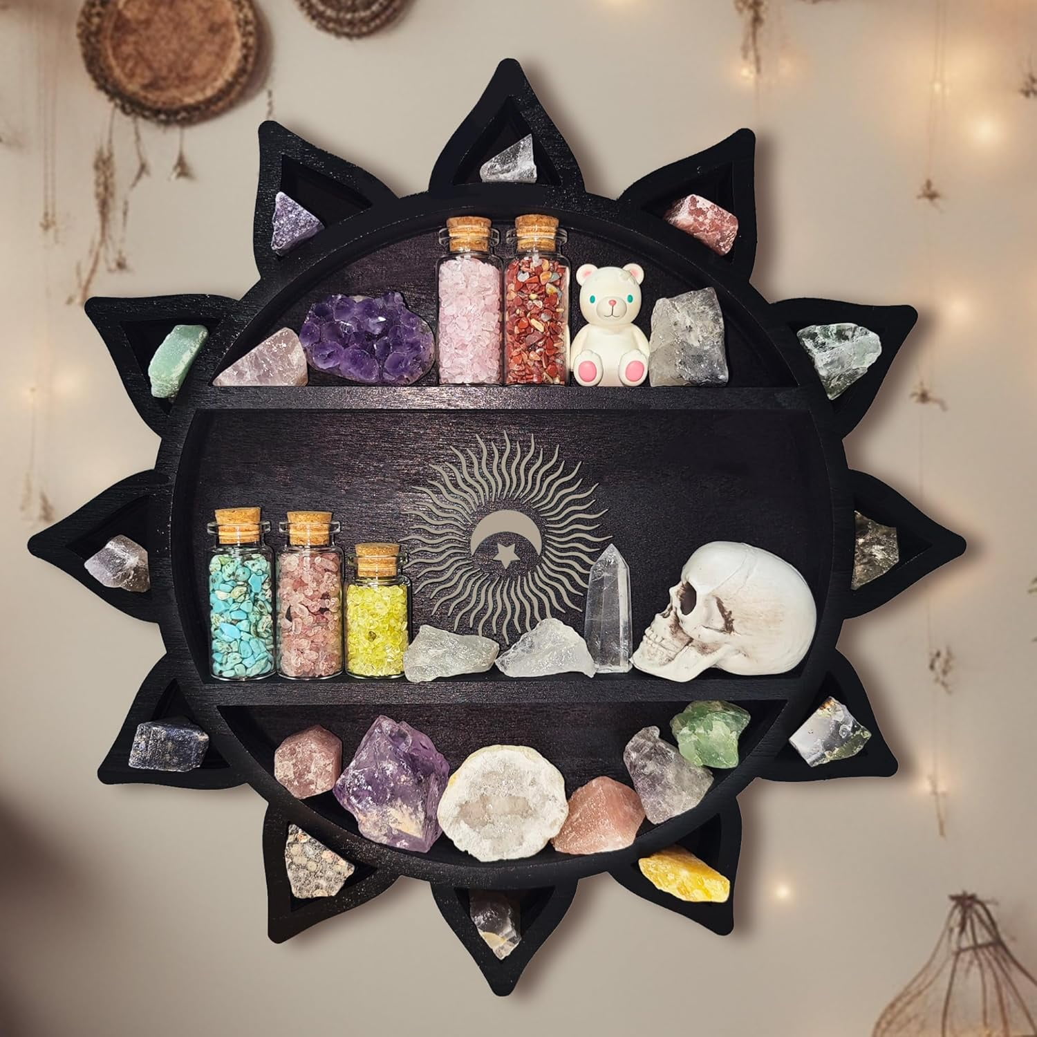 UGUCYUI-Crystal Shelf Display for Wall, Crystal Display Shelf Chakra ...