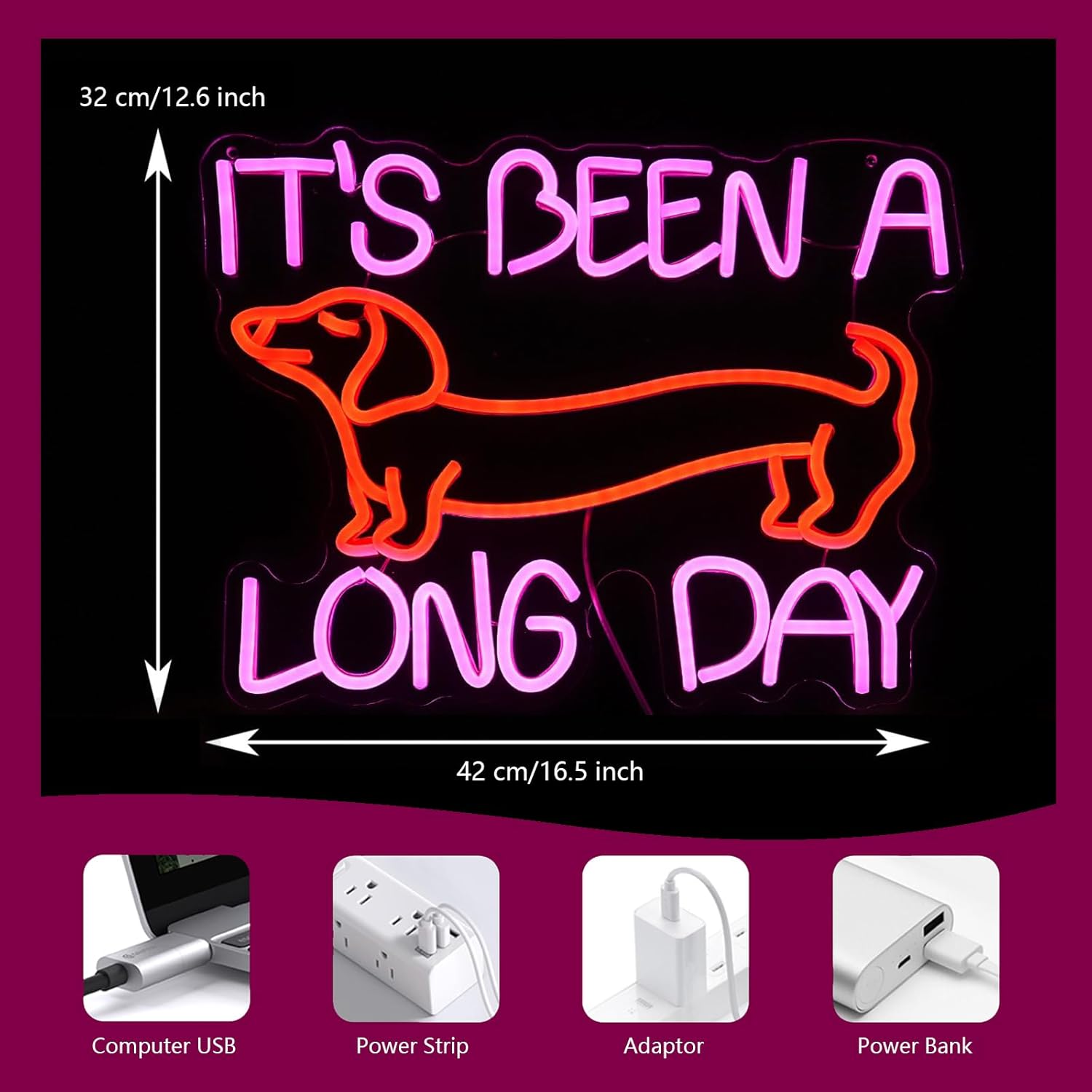 UGUCYUI-Dachshund Neon Sign Dog Neon Signs, Usb Powered Weiner Dog Neon ...