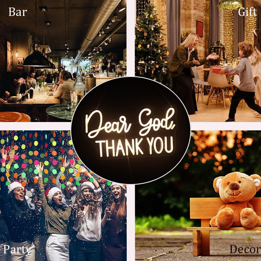 UGUCYUI-Dear God Thank You Neon Sign Led Dimmable Decorative Neon ...
