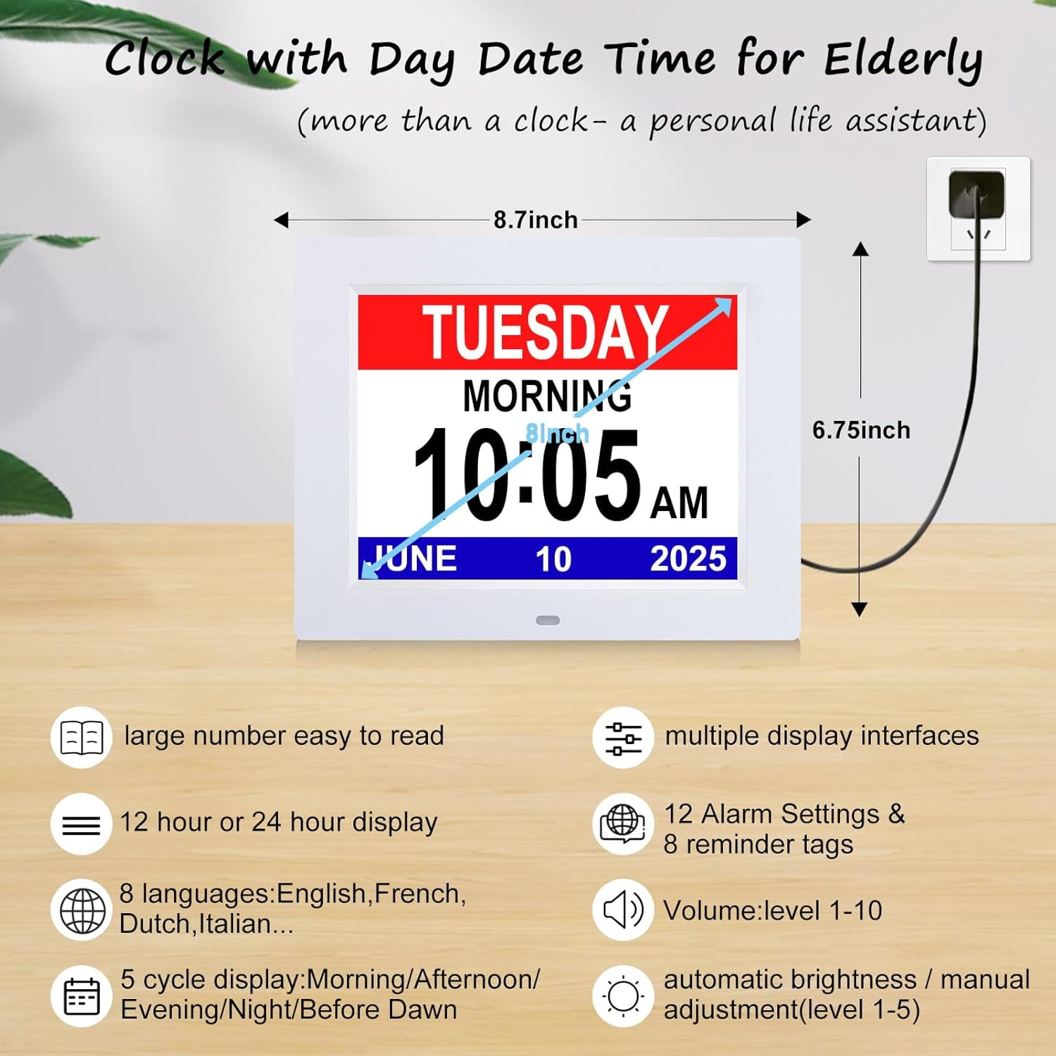 UGUCYUI-Dementia Clocks for Seniors-Alzheimers Clock with Date and Day ...