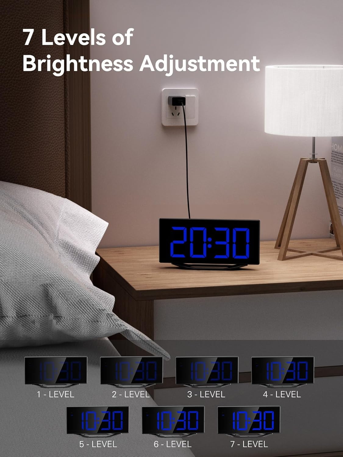 UGUCYUI-Digital Alarm Clock for Bedroom Bedside, Large Big Numbers ...