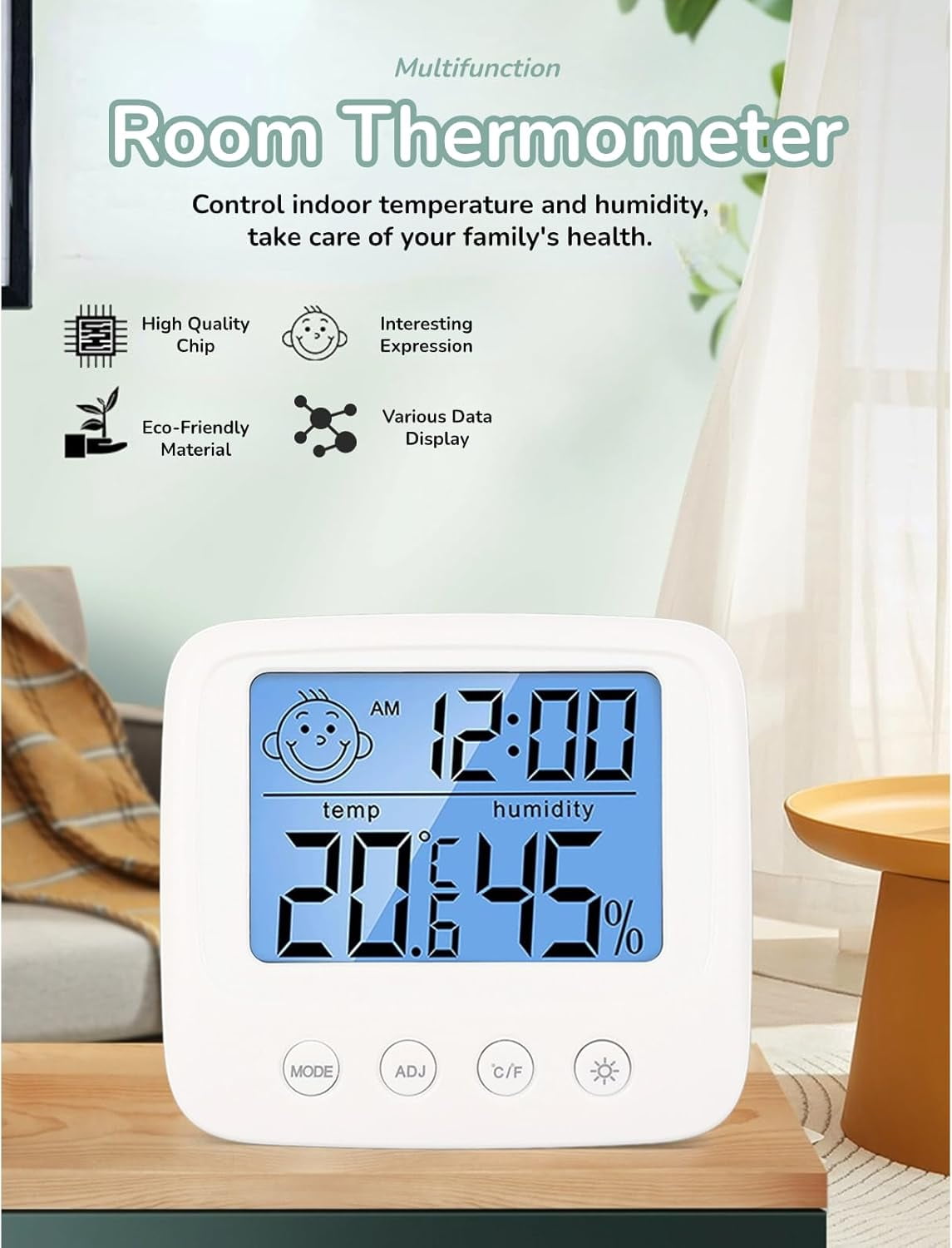 UGUCYUI-Digital Alarm Clock, Large Color Display Digital Desk Clock ...