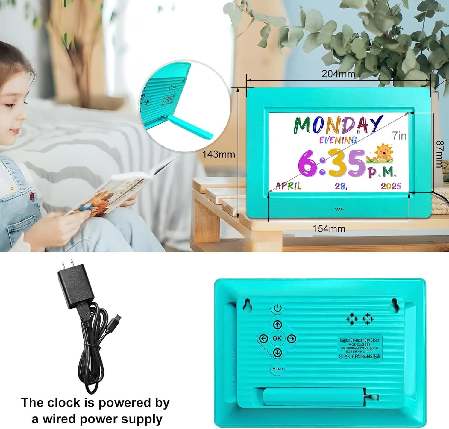 UGUCYUI-Digital Calendar, Kids Digital Clock, 20 Alarms Custom ...
