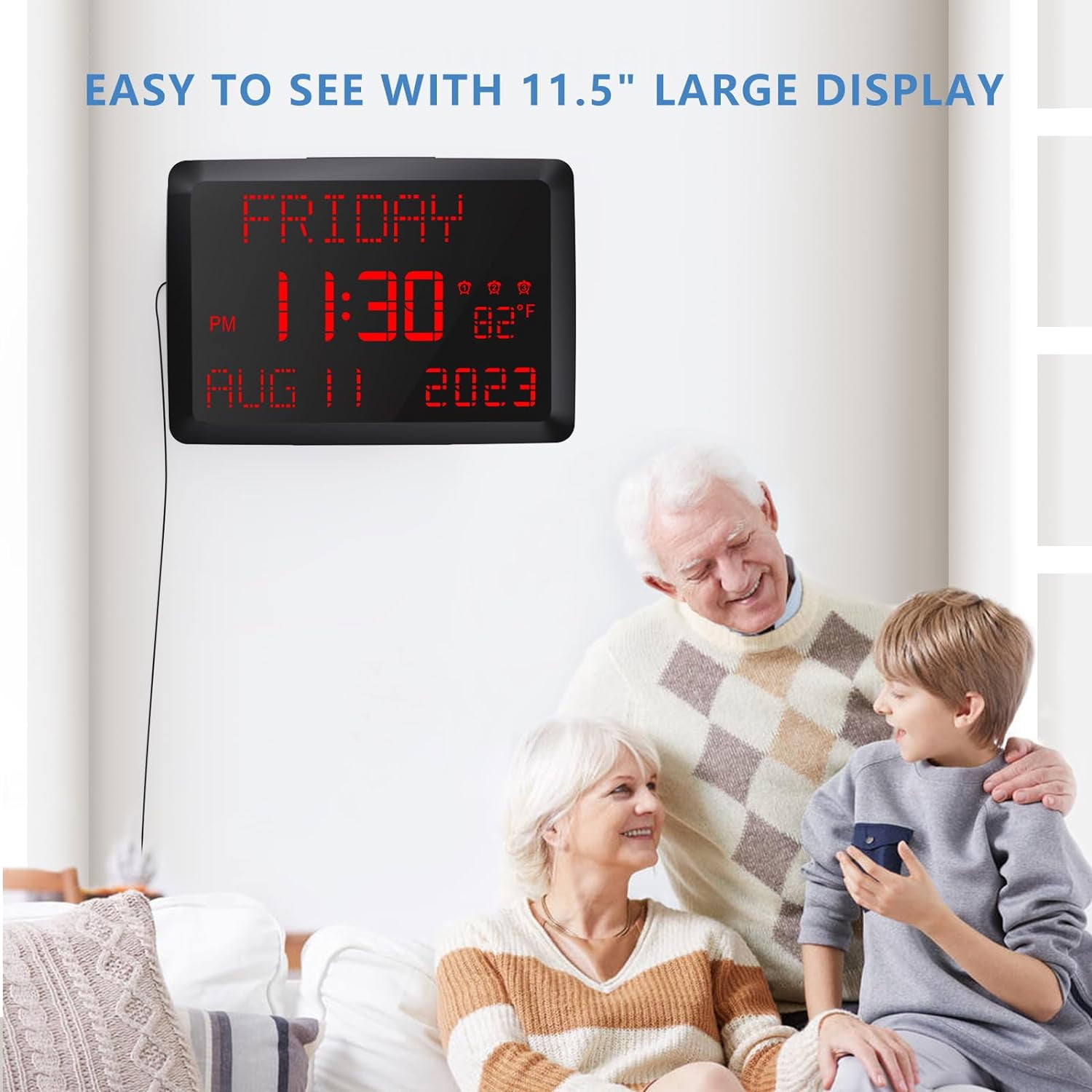 UGUCYUI-Digital Clock, 11.5" Large Display Digital Calendar Clock with ...