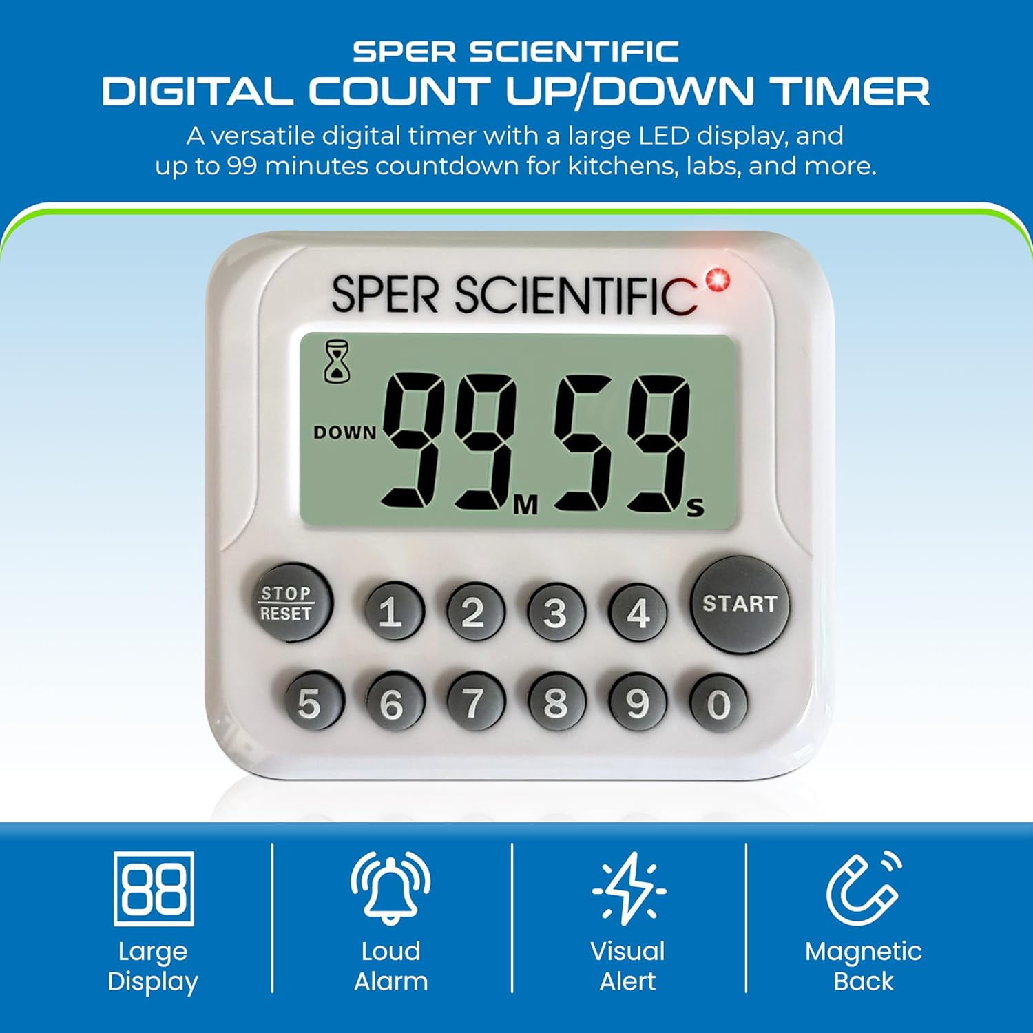 UGUCYUI-Digital Count Up/Down Timer with Audible & Visual Alarm 810003 ...