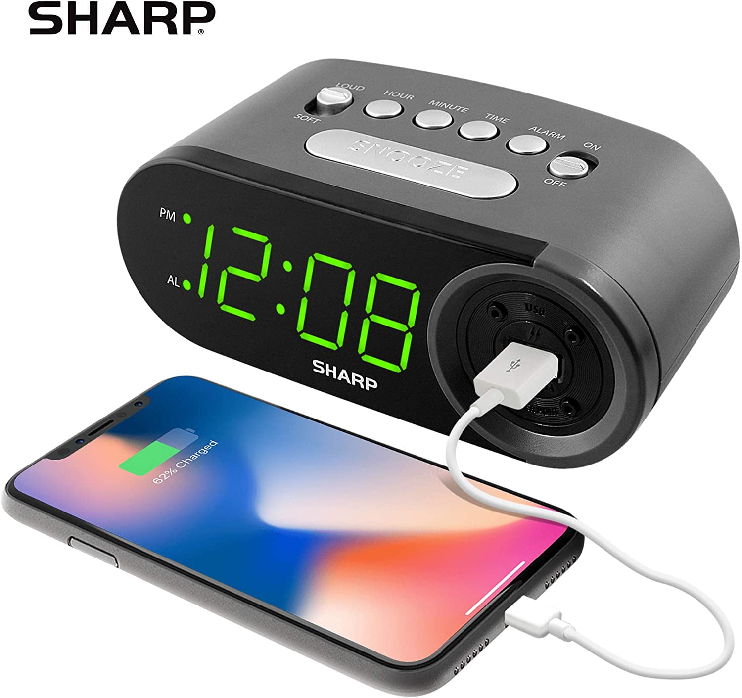 UGUCYUI-Digital Easy to Read Alarm Clock with 2 AMP High-Speed USB ...