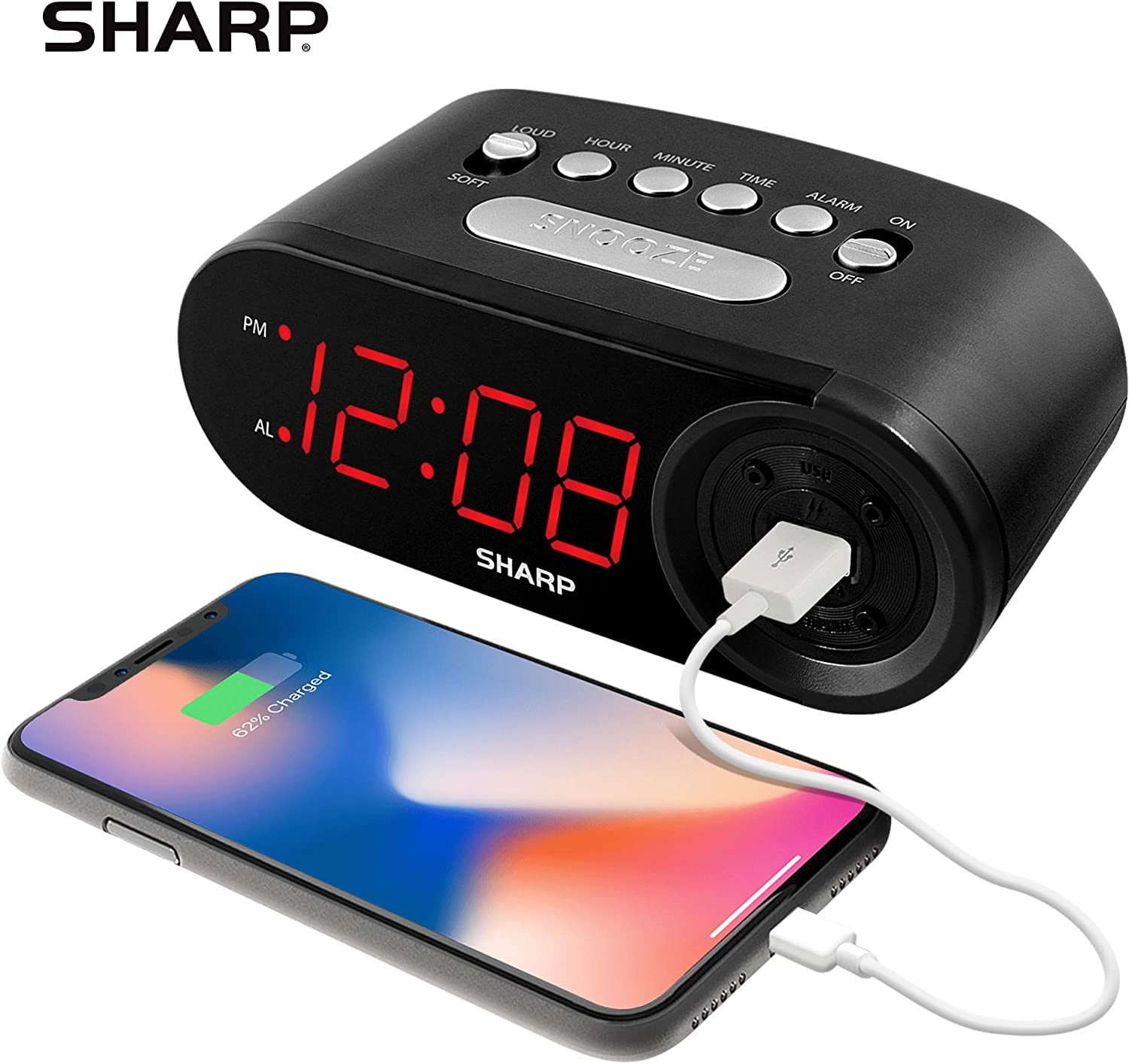 UGUCYUI-Digital Easy to Read Alarm Clock with 2 AMP High-Speed USB ...