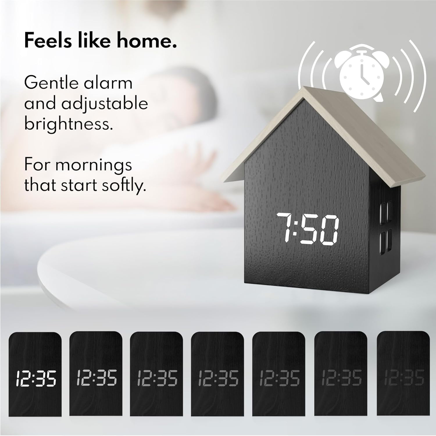 UGUCYUI-Digital House Shaped Alarm Clock with Temperature Display (Dark ...