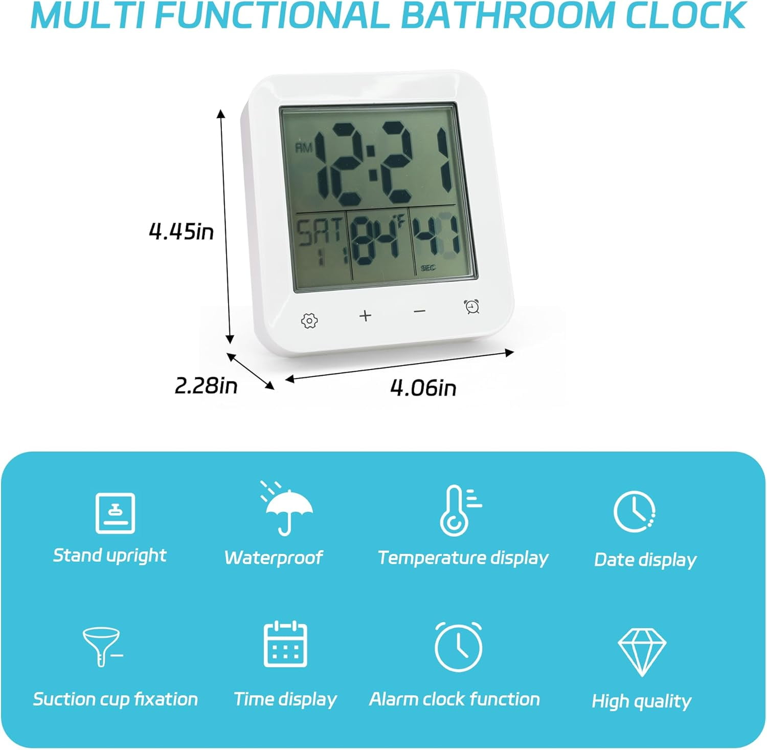 UGUCYUI-Digital Shower Clock Waterproof,Bathroom Extra Large LCD Screen ...