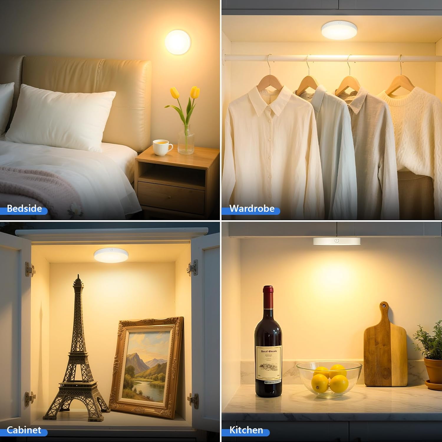 UGUCYUI-Dimmable Touch Lights, 3000K Rechargeable Tap Light with ...