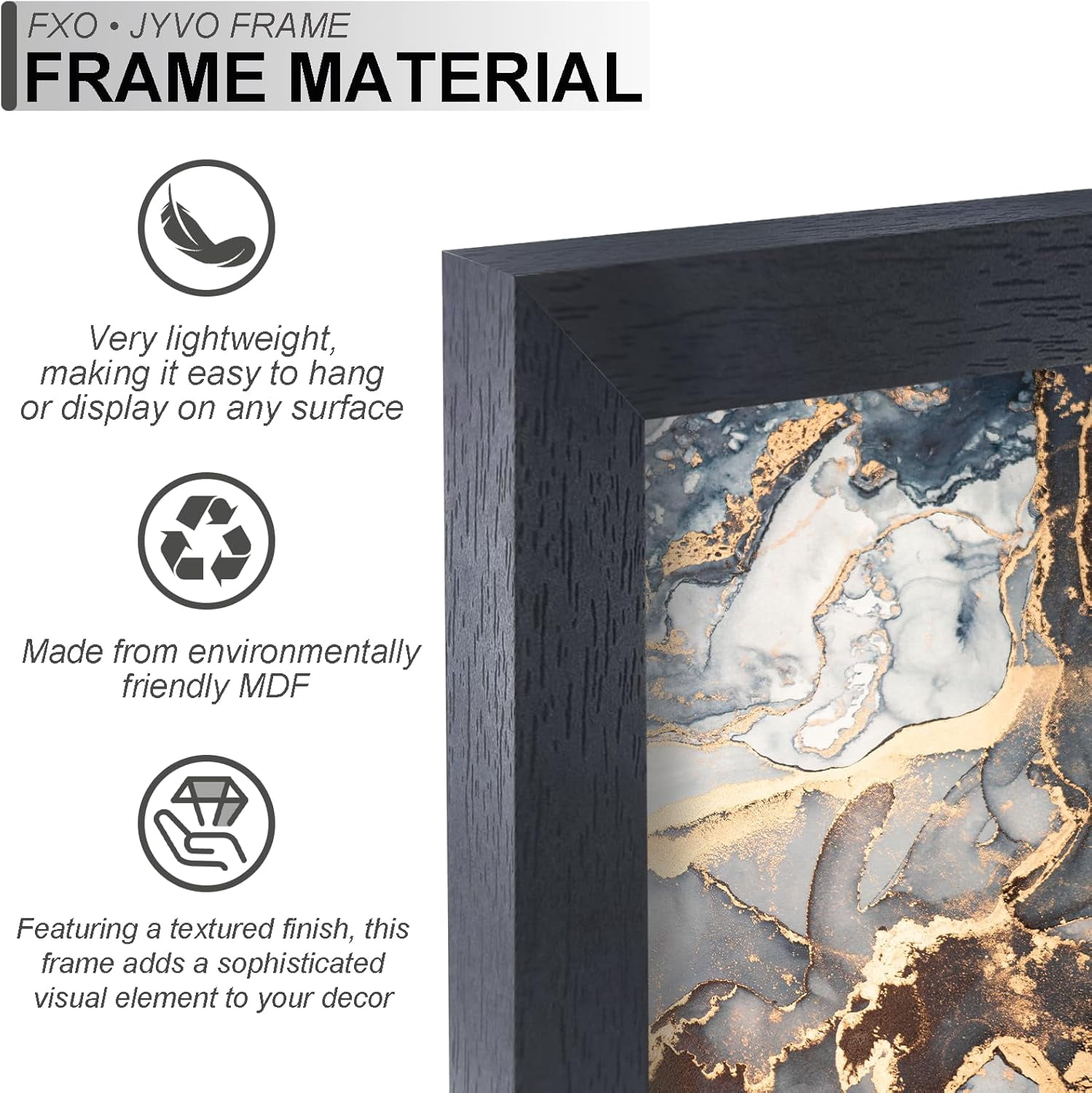UGUCYUI-Engineered Wood 12x15 Picture Frame Set of 3, Black Frame for ...