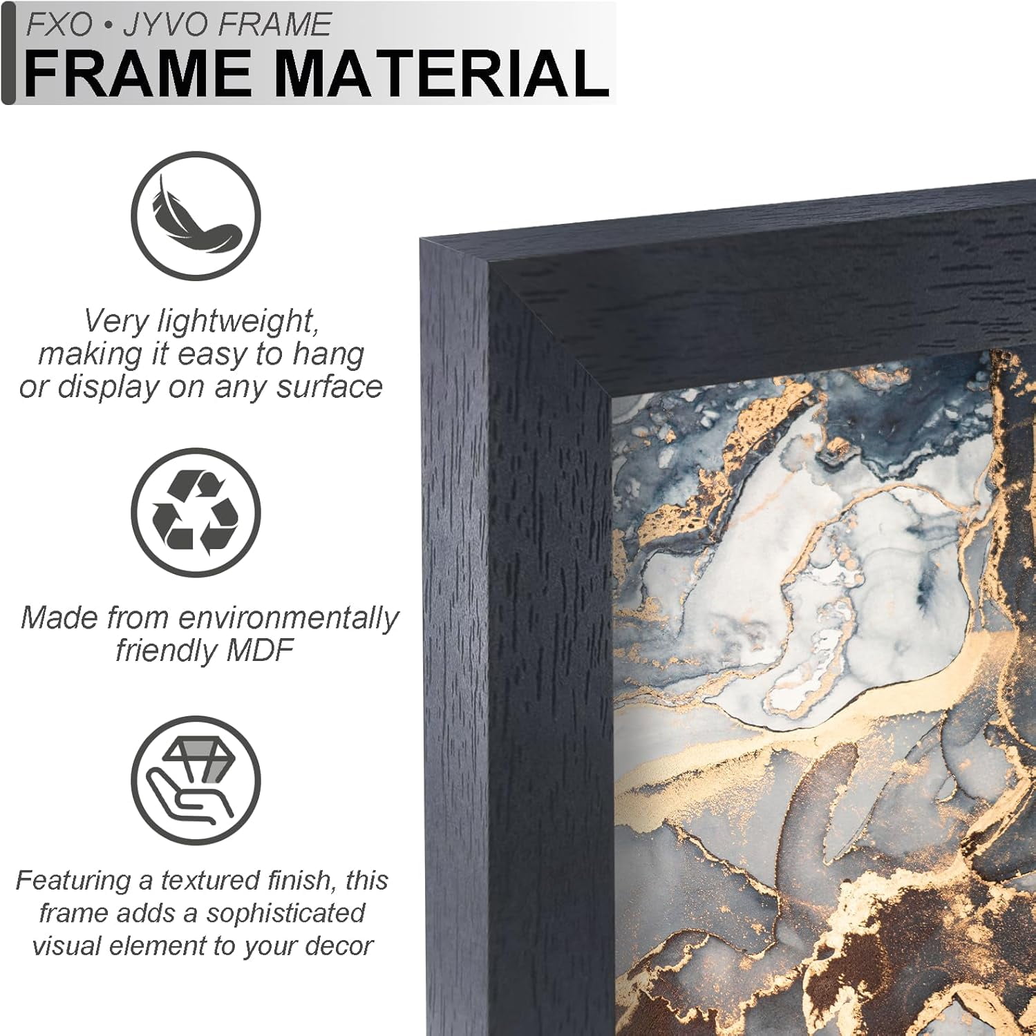 UGUCYUI-Engineered Wood 14x18 Picture Frame Set of 3, Black Frame for ...