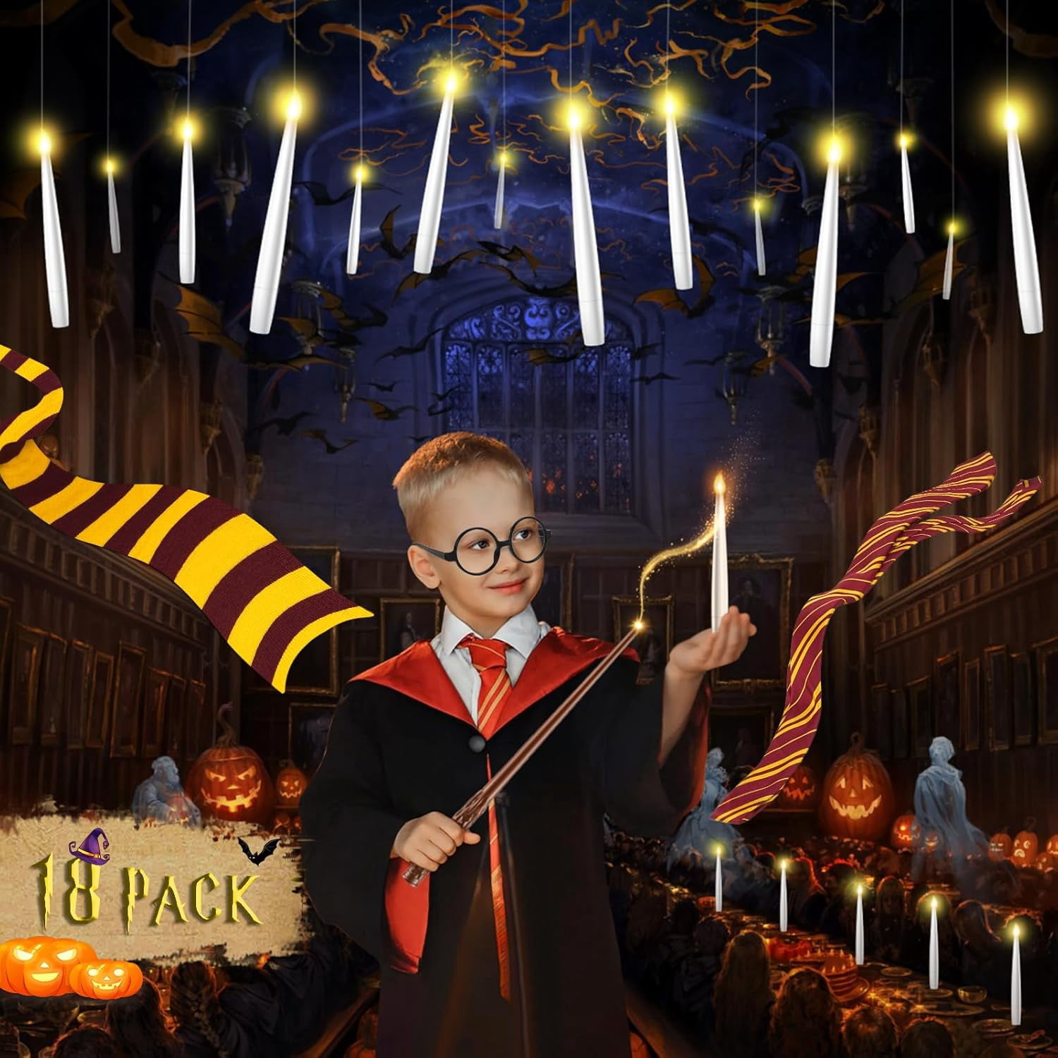 UGUCYUI-Floating Candles with Wand - Halloween Decorations Magic ...