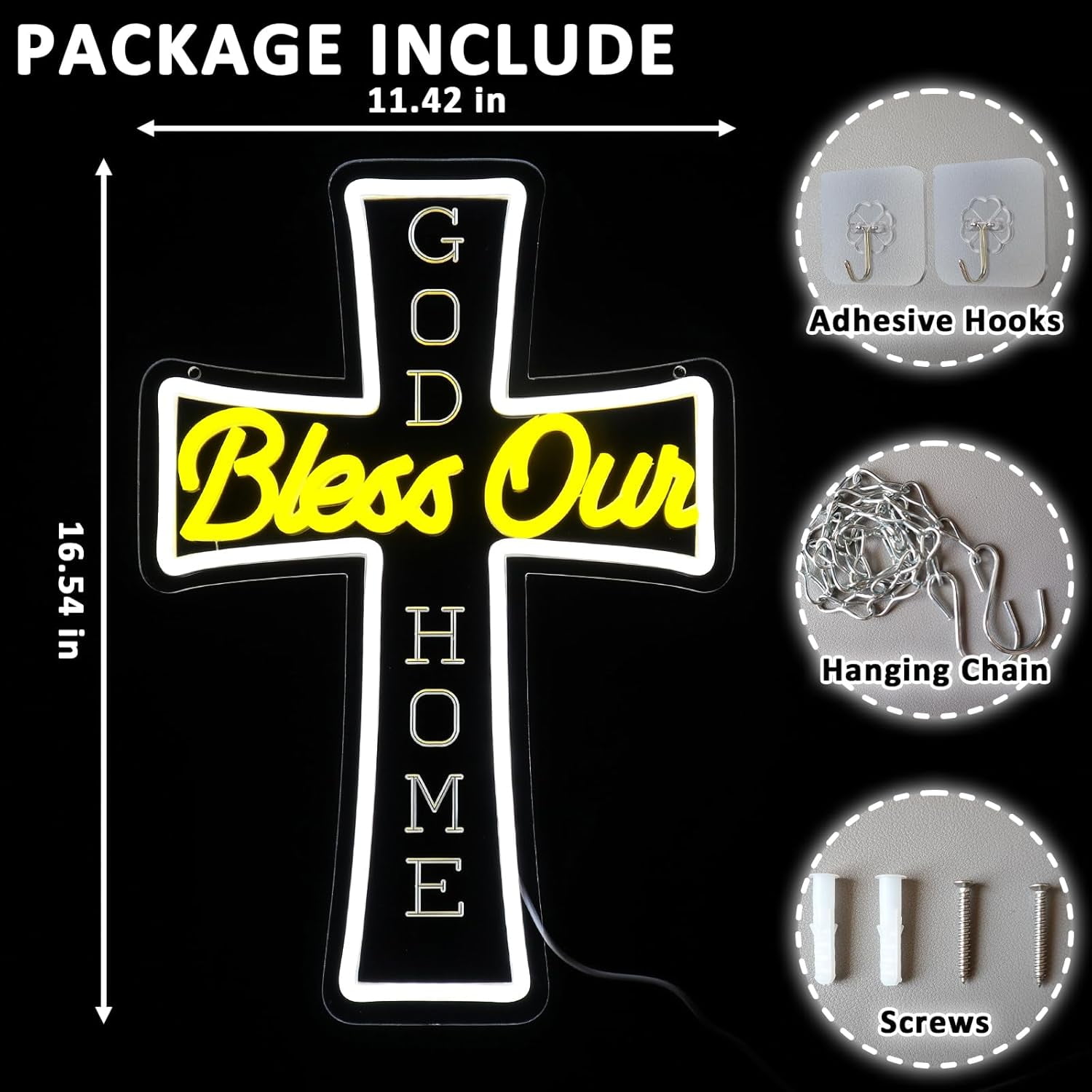 UGUCYUI-God Bless Our Home Neon Sign for Wall Decor Dimmable Jesus ...