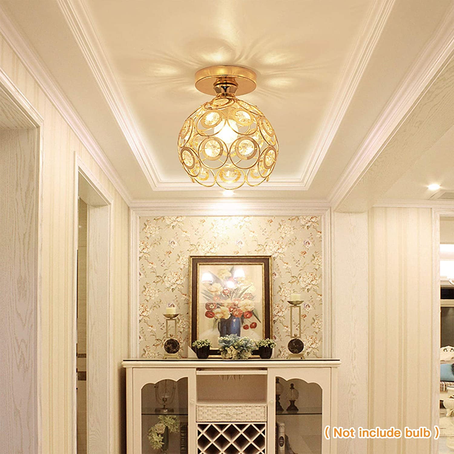 UGUCYUI-Gold Mini Chandelier Light Fixture, Crystal Ceiling Light, Semi ...