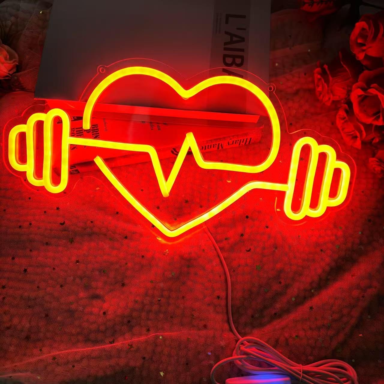 UGUCYUI-Gym neon Sign Dumbbell neon Light,Fitness Neon Sign Gym Wall ...