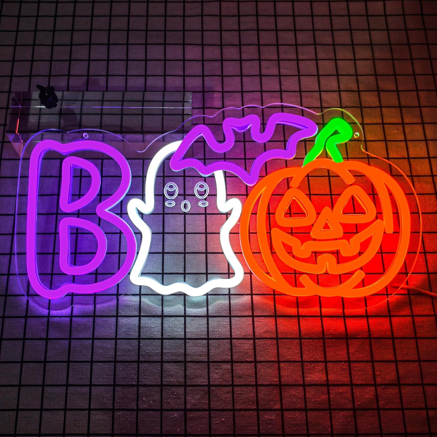 UGUCYUI-Halloween Neon Sign Bat Boo Neon Light for Halloween Wall Decor ...