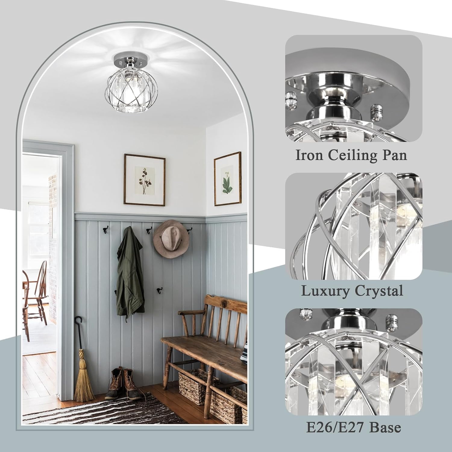 UGUCYUI-Hallway Light Fixtures Ceiling,Modern Chrome Crystal Ceiling ...