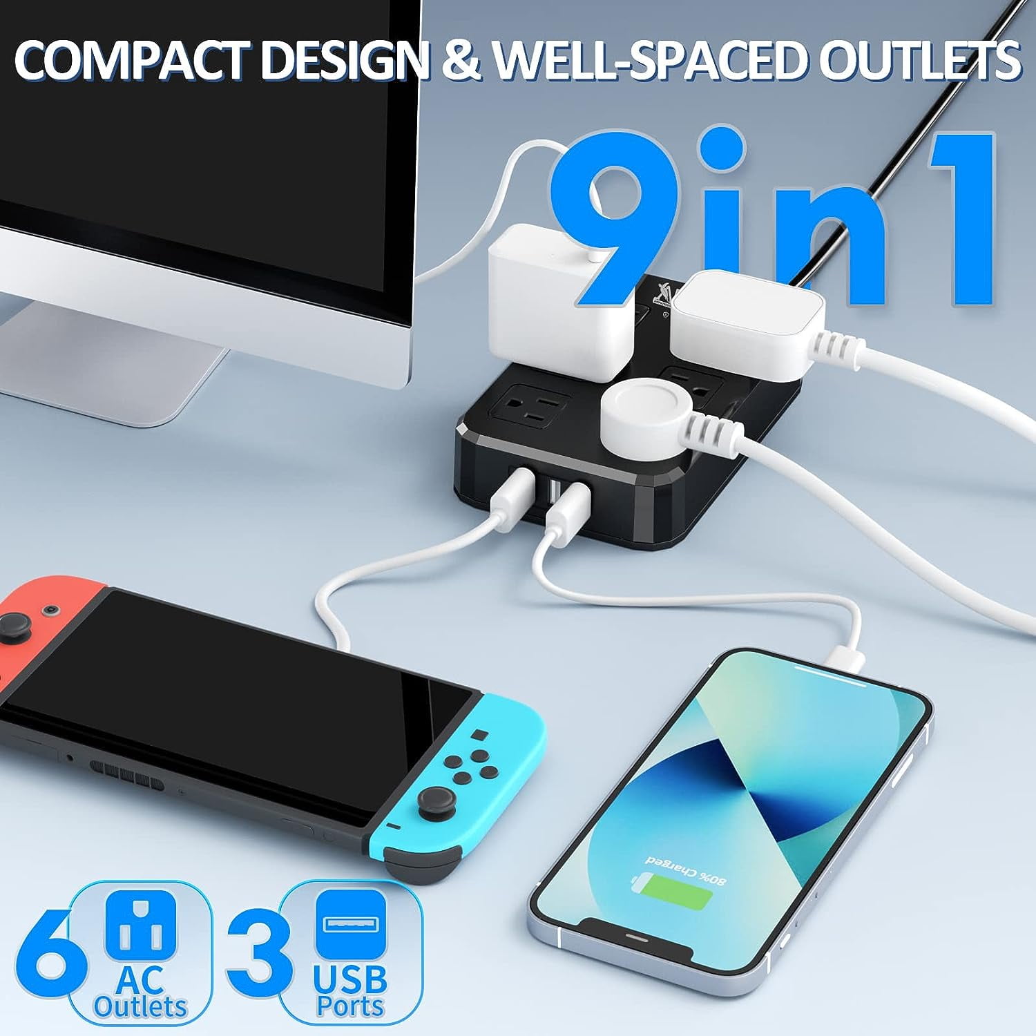 UGUCYUI-IPX6 Outdoor Power Strip Weatherproof, Waterproof Surge ...