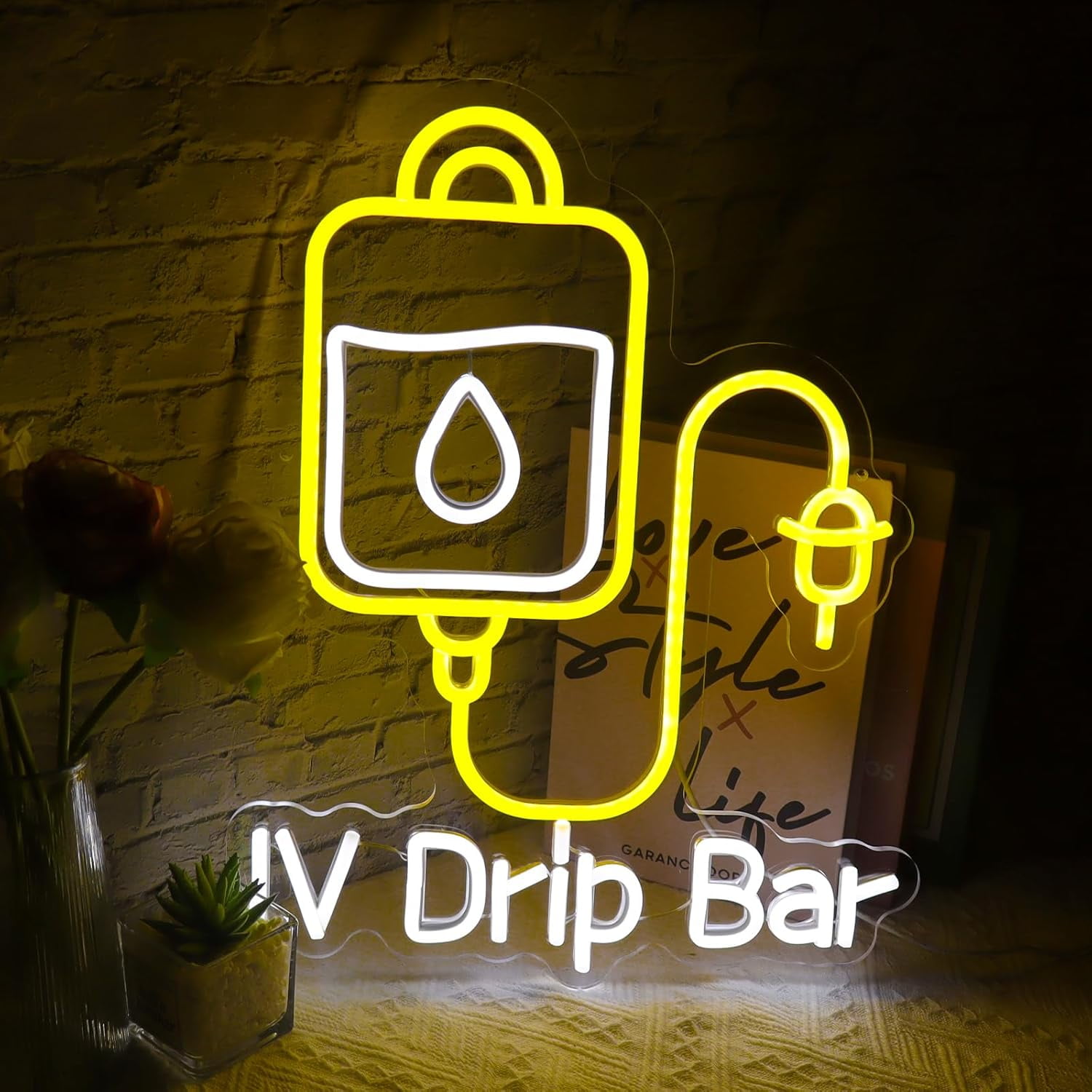 UGUCYUI-IV Drip Bar Neon Sign - Dual-Tone LED Wall Light with Dimmable ...