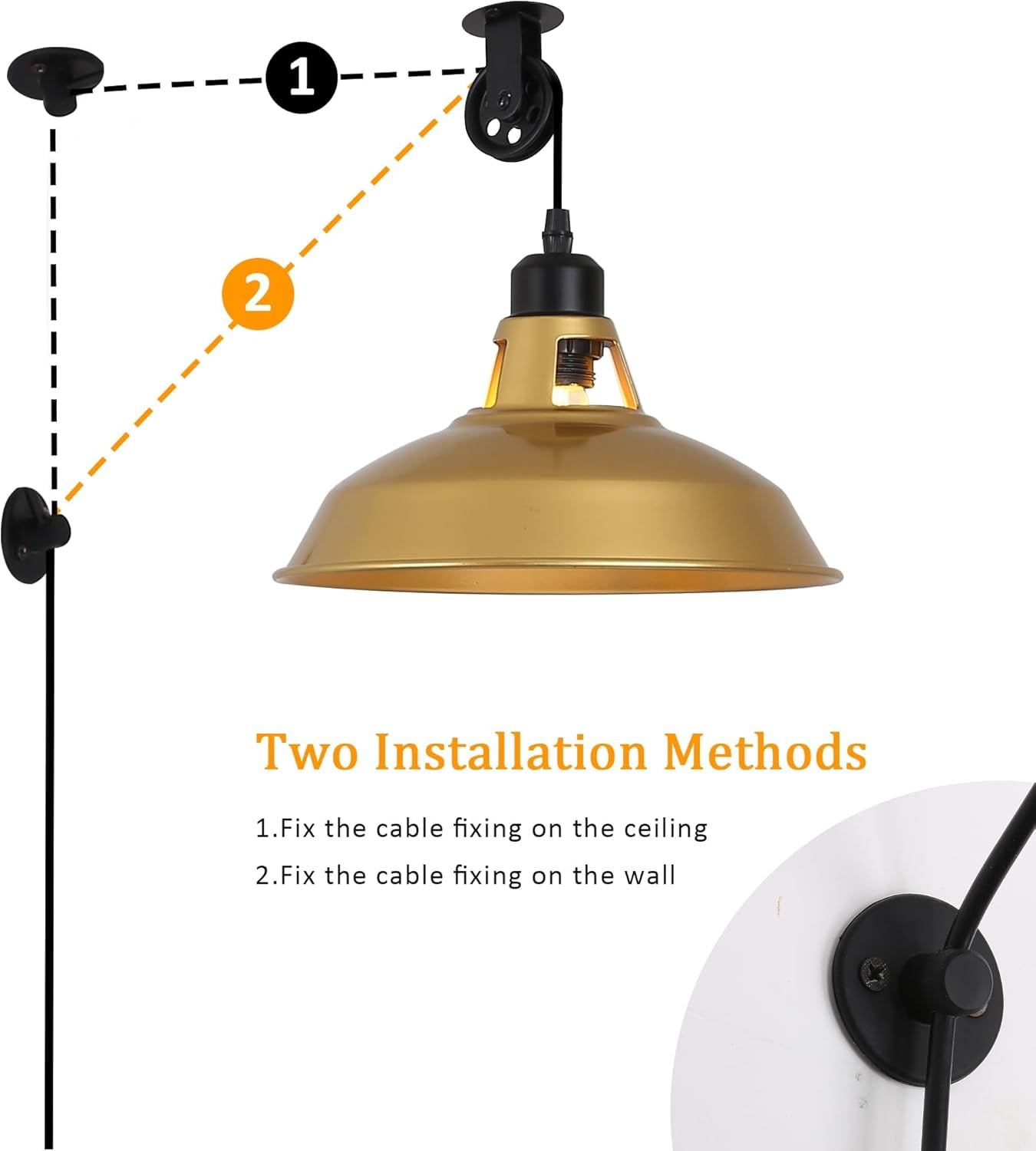 UGUCYUI-Industrial Rustic Cage Pendant Light Lift Pipe Pulley Ceiling ...