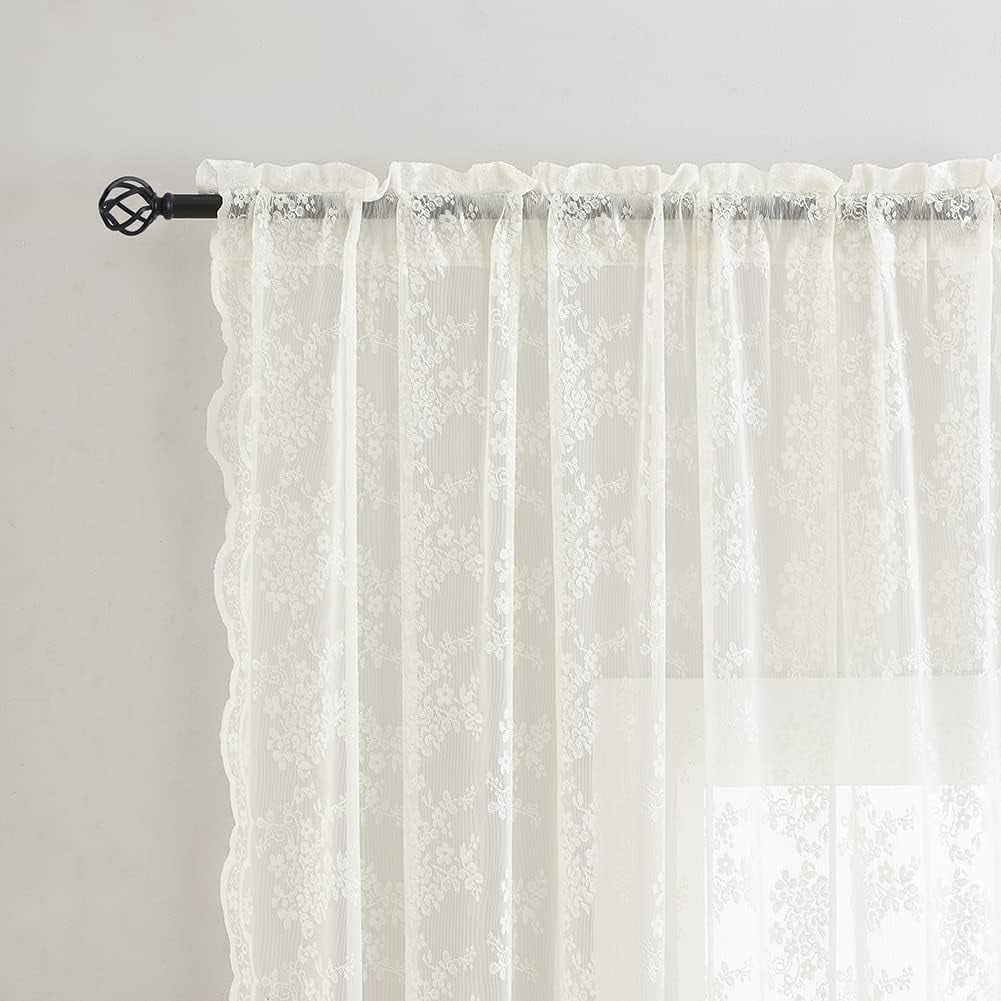 UGUCYUI-Ivory 105 inch Curtains 2 Panels for Living Room Rod Pocket ...