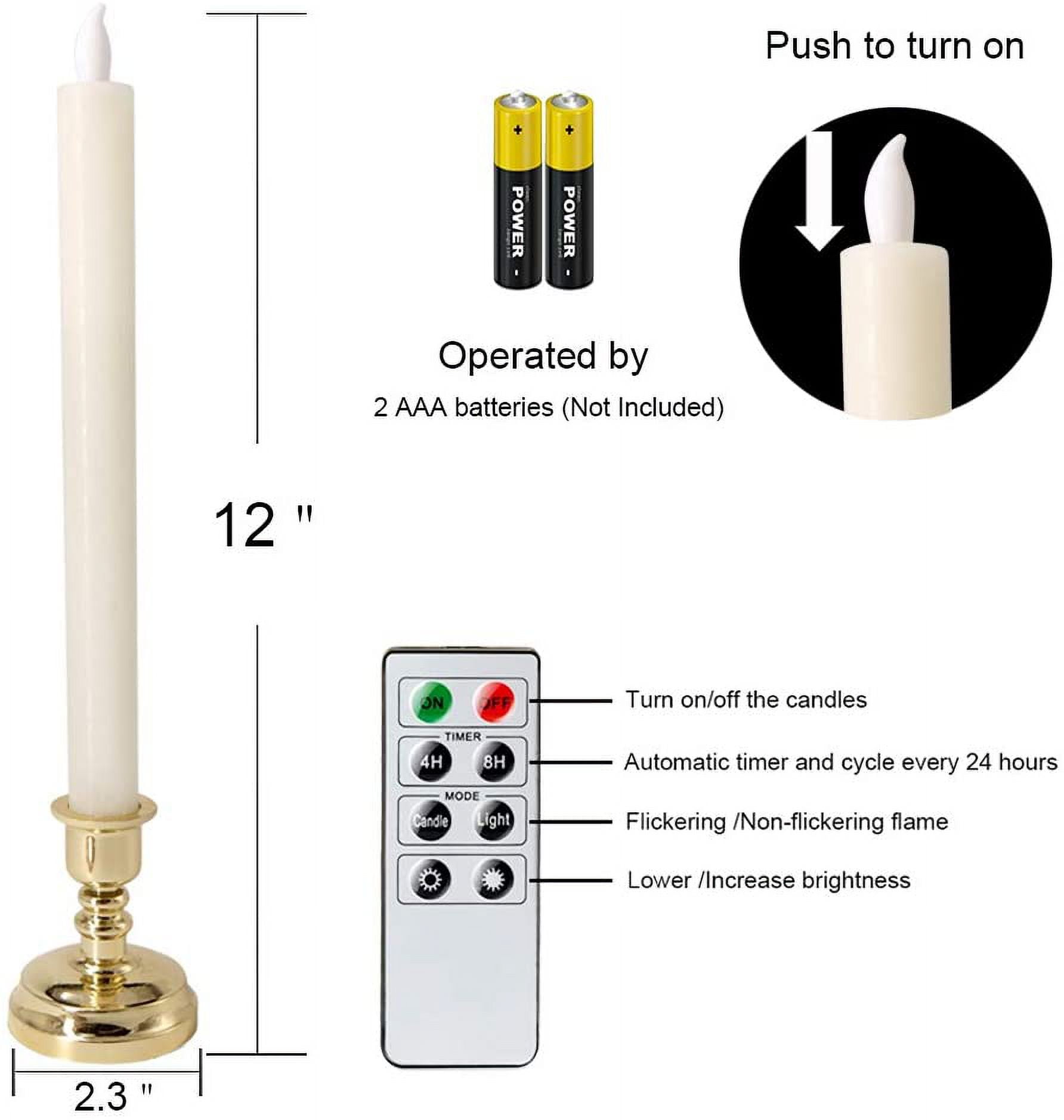 UGUCYUI-Ivory Flameless LED Window Taper Candles Battery Operated with ...