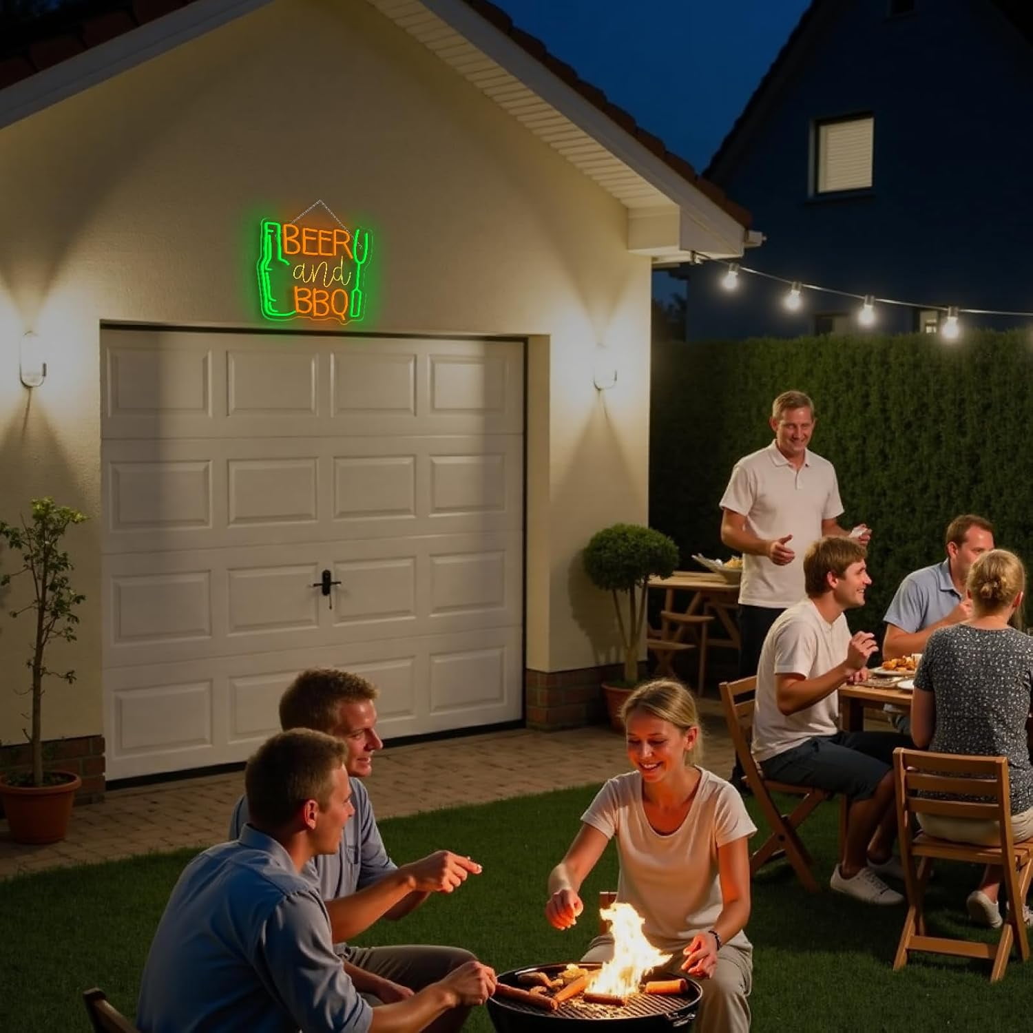 UGUCYUI-JURONG Beer and BBQ Neon Signs for Wall Decor, Dimmable Light ...