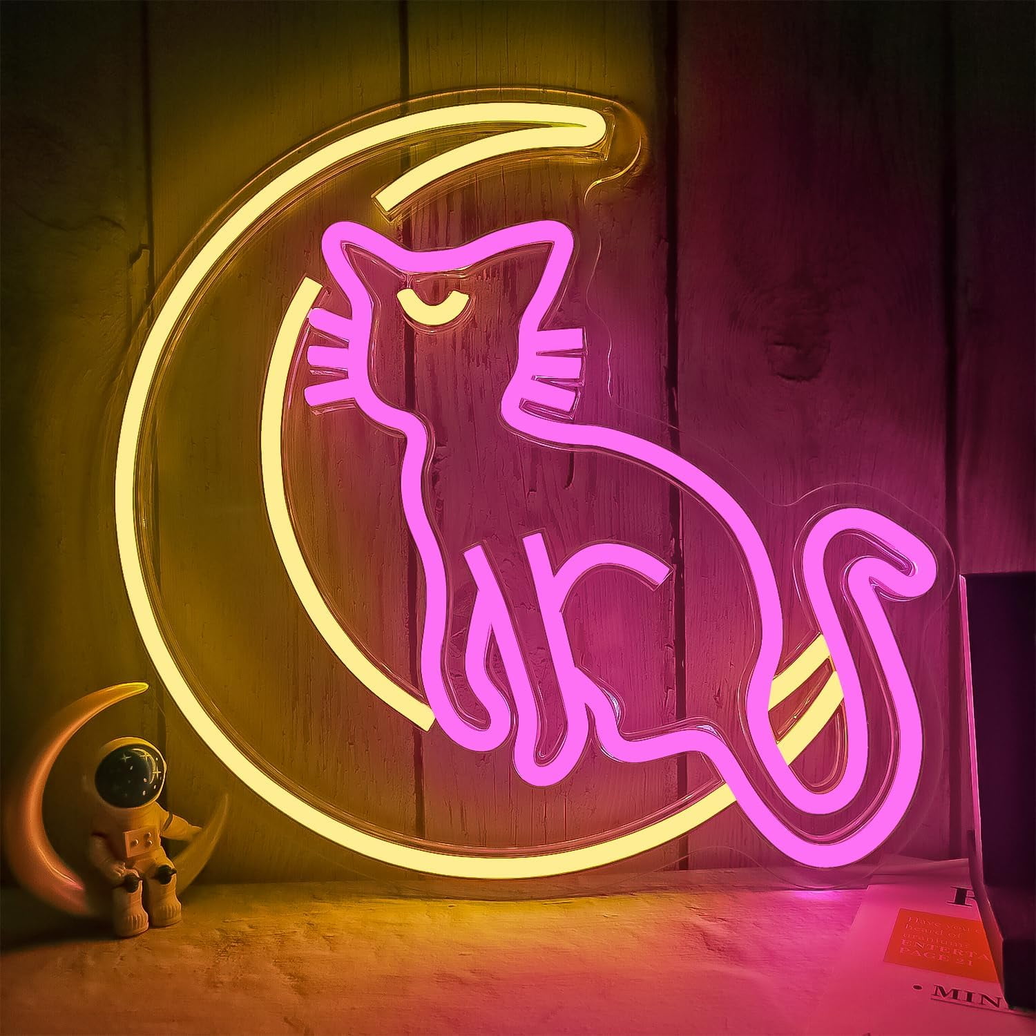UGUCYUI-Japanese Anime Cat Neon Signs Dimmable Cartoon Luna Neon Lights ...