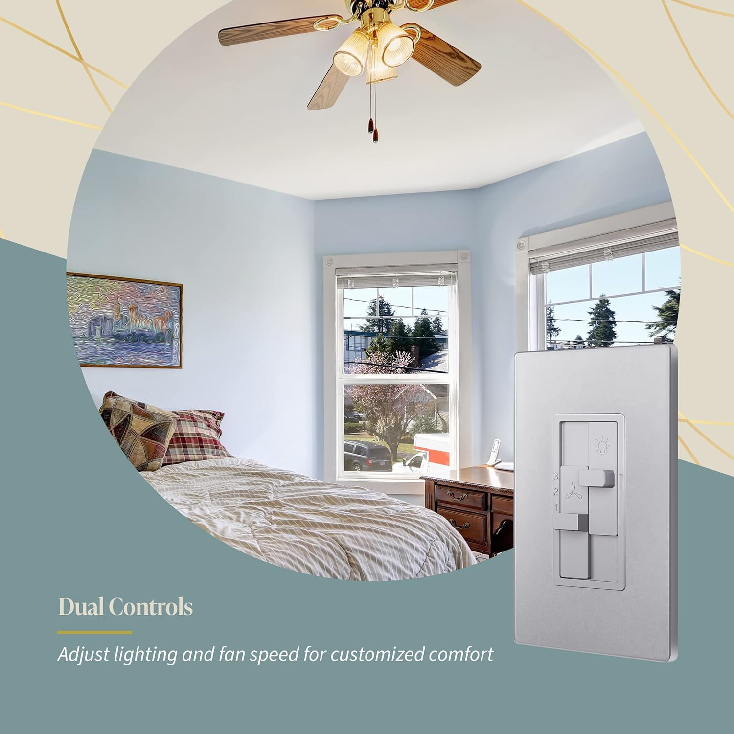 UGUCYUI-Kalide Combo Dimmer Switch with 3-Speed Fan Control, Light and ...