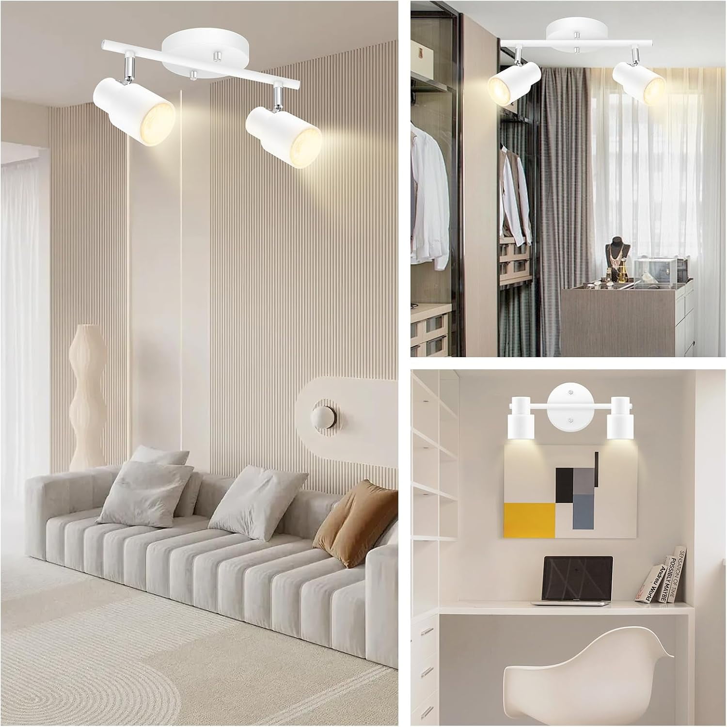 UGUCYUI-LED 2 Light Track Lighting Kit,2 Way Modern Ceiling Spot ...