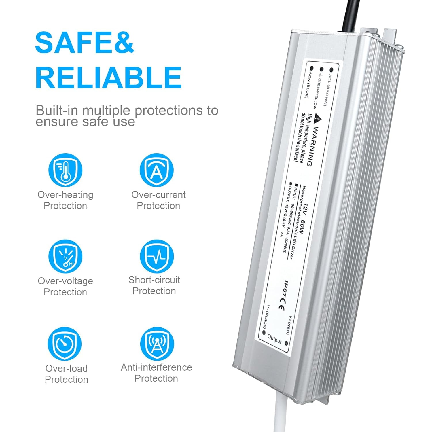 UGUCYUI-LED Driver 60 Watts Waterproof IP67 Power Supply Transformer ...