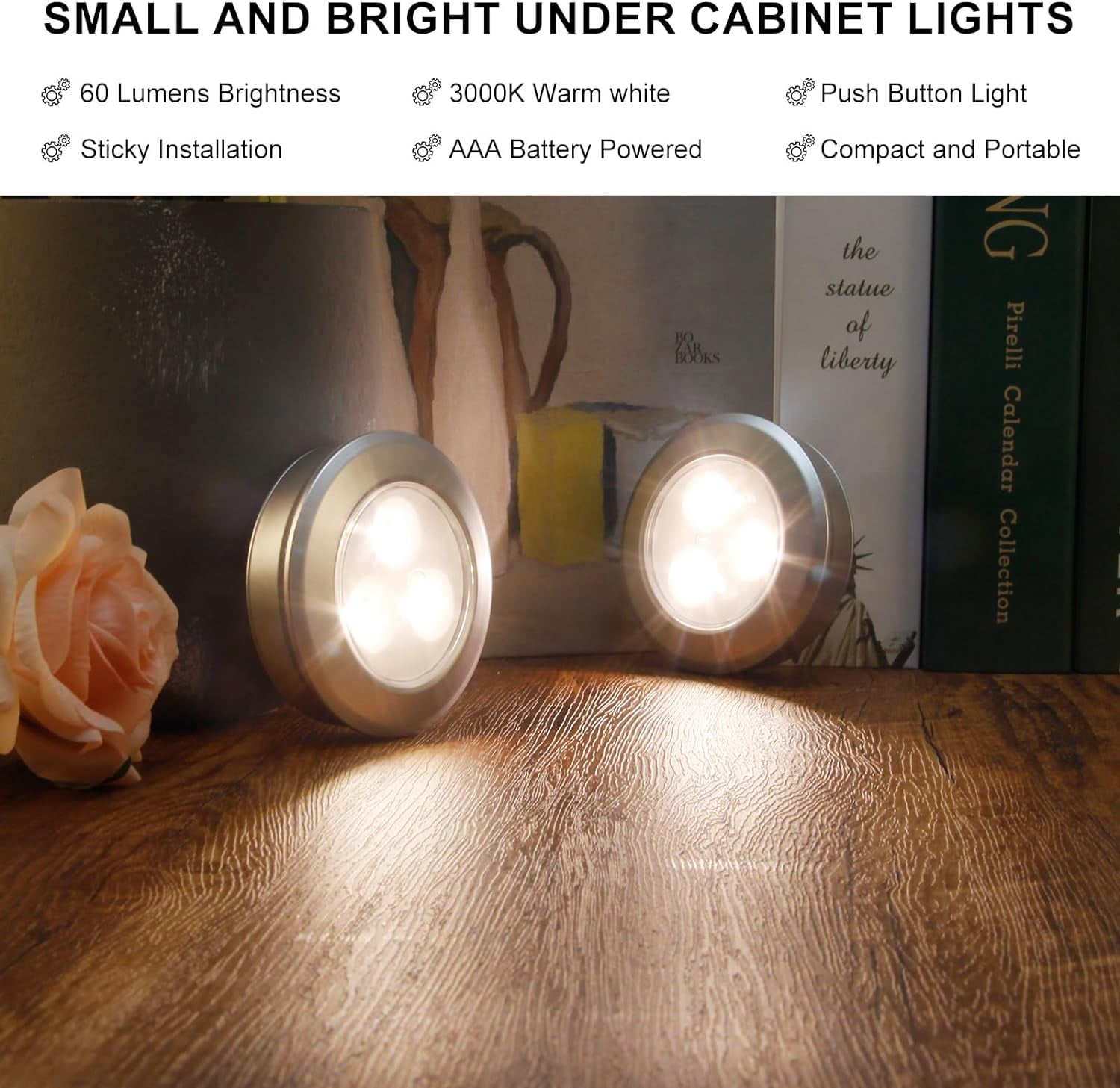 UGUCYUI-LED Puck Lights Tap Light, Battery Operated Mini Push Light ...