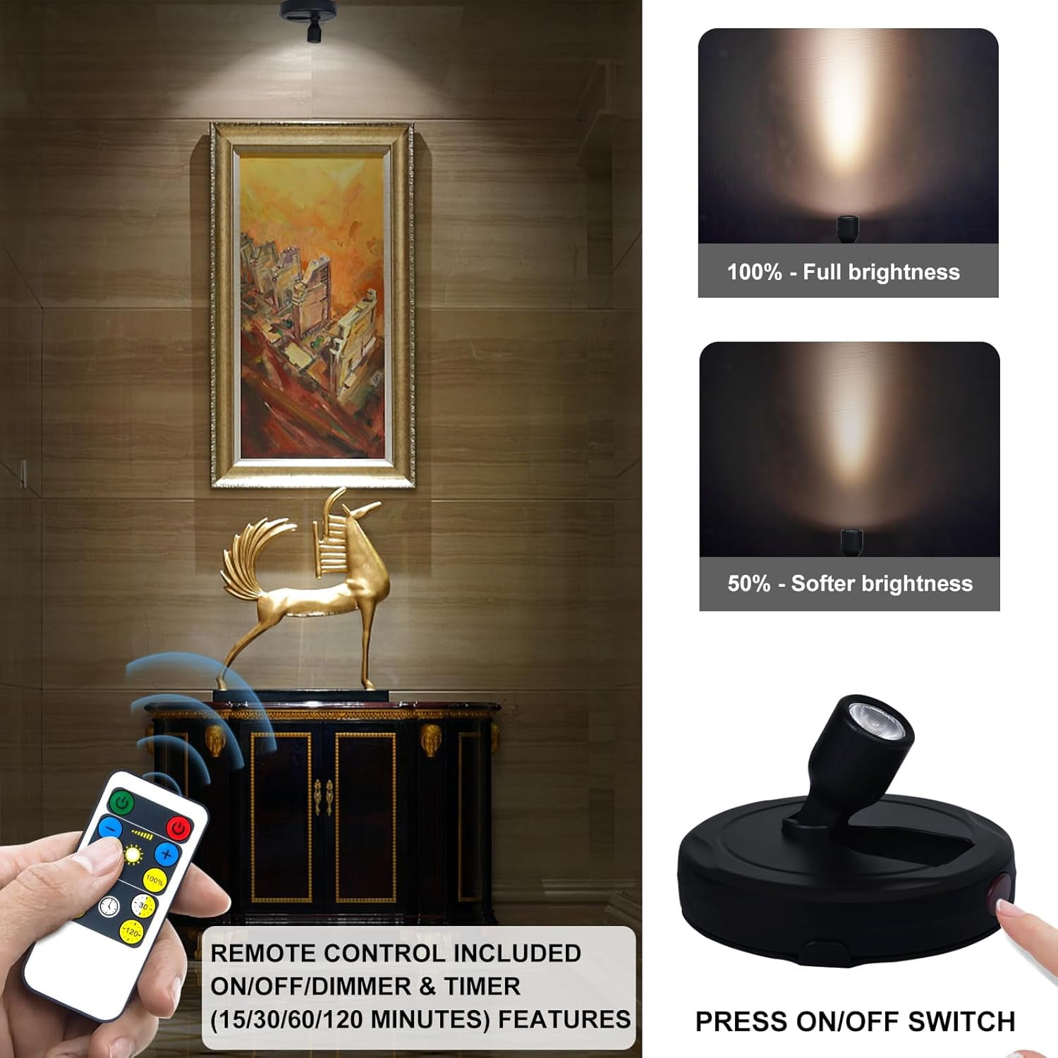 UGUCYUI-LED Spotlight, Battery Powered Picture Lights, Uplighting ...