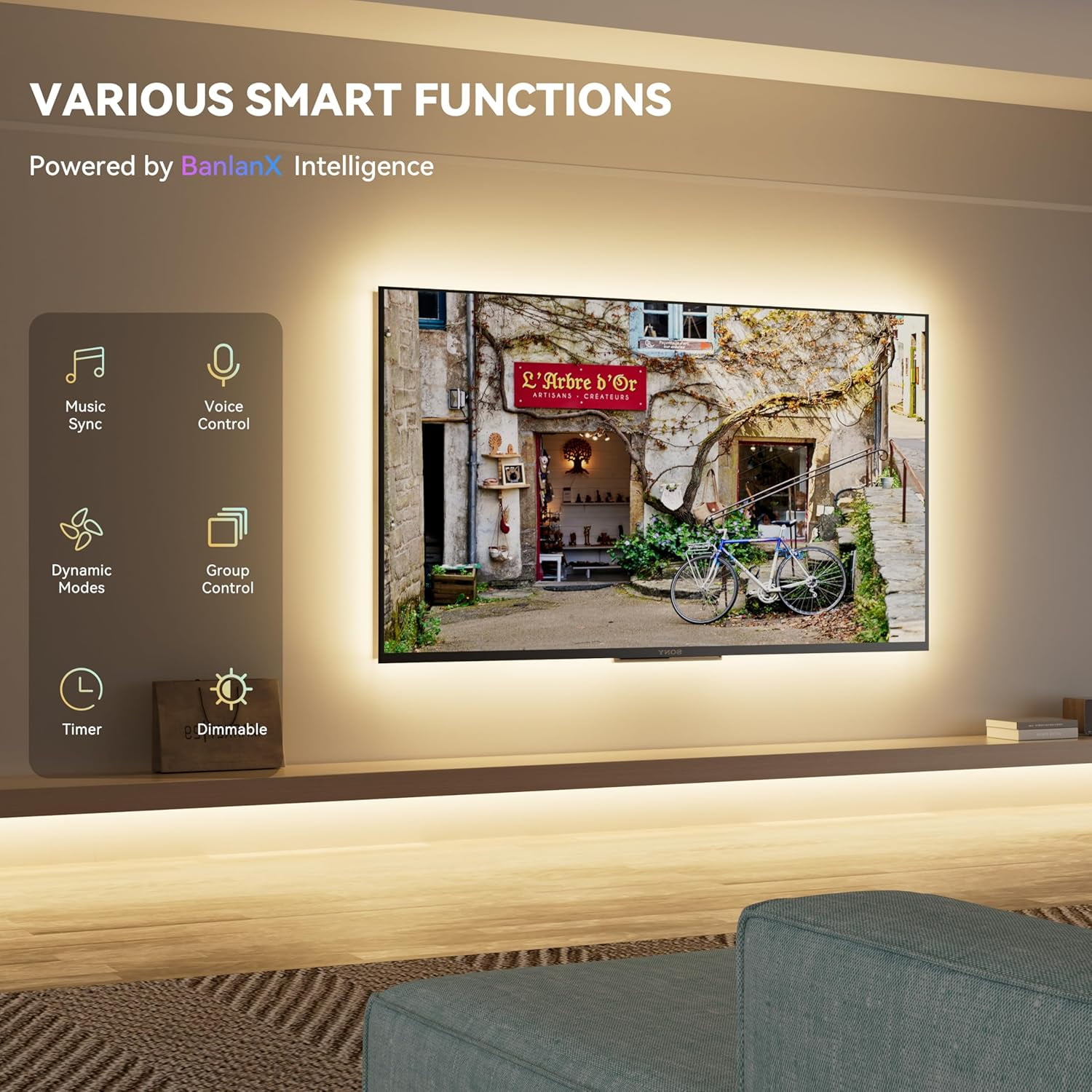 UGUCYUI-LED Strip Warm White 20ft/6.1m,Smart LED Strip Light Kit ...