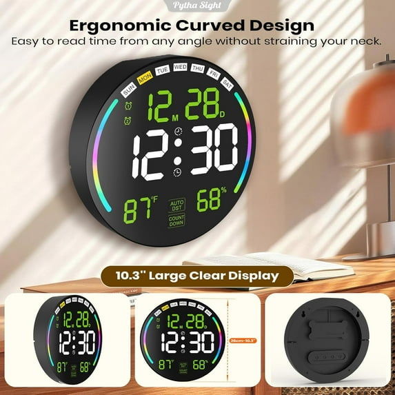UGUCYUI-Large Digital Wall Clock with 10.3" LED Display,Alarm,Countdown ...
