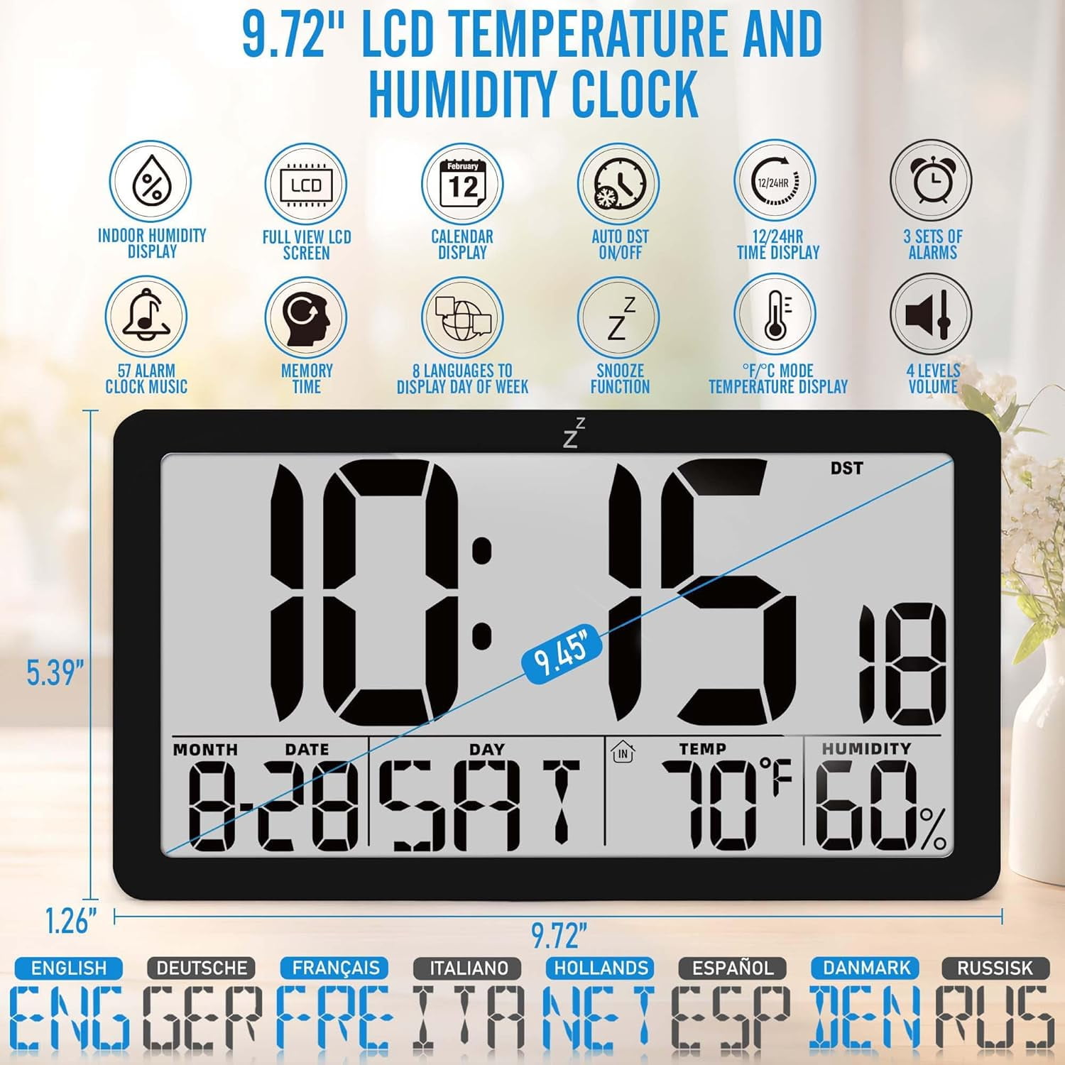 UGUCYUI-Large Display Digital Wall Clock, Battery Operated with ...