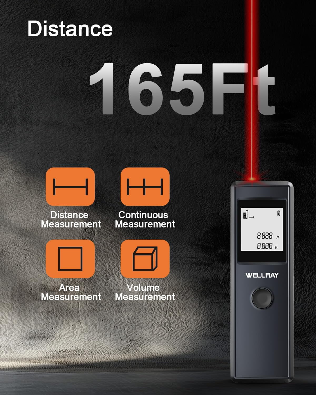 UGUCYUI-Laser Measuring Tool-165ft Range, Laser Measure with Area ...