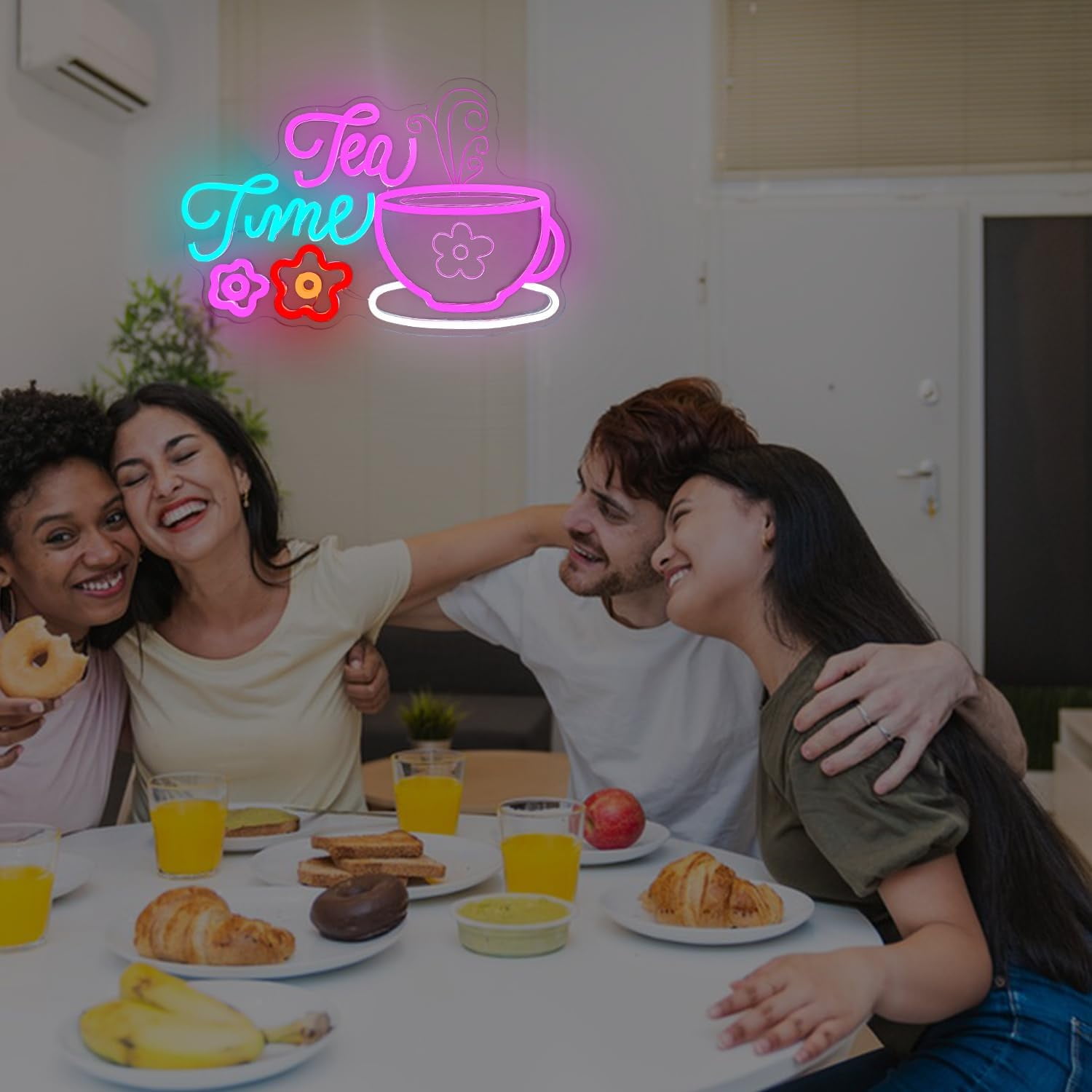 UGUCYUI-Lets Partea Neon Sign Dimmable Tea Time Party Decorations for ...