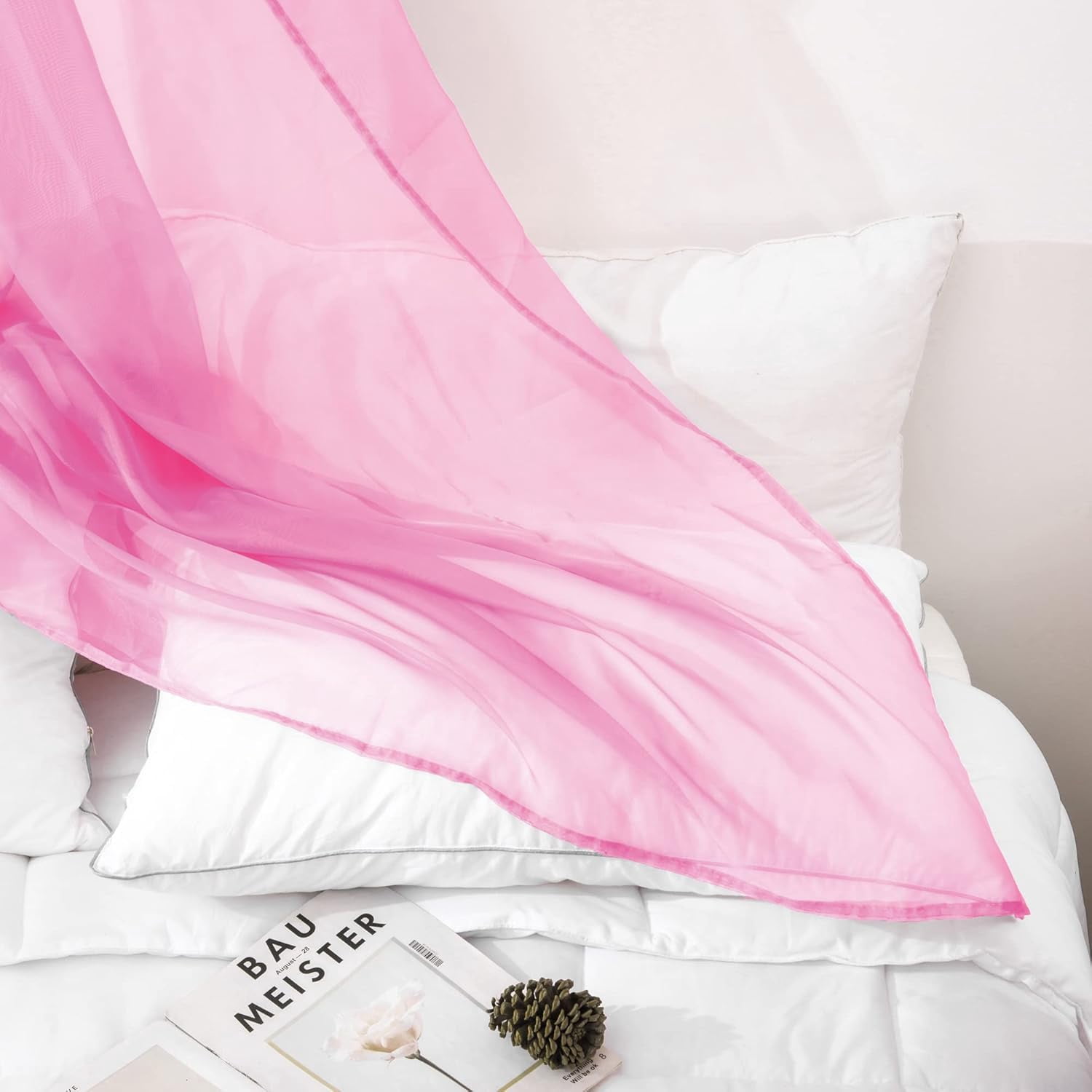 UGUCYUI-Light Pink Sheer Bed Canopy Scarf 216 Inch Long, Bed Canopy for ...
