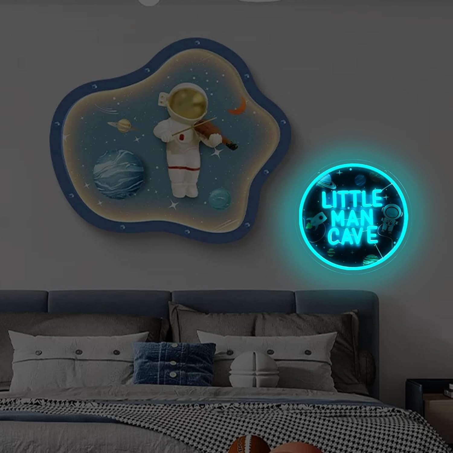 UGUCYUI-Little Man Cave Neon Sign for Boys Room, Space Astronaut LED ...