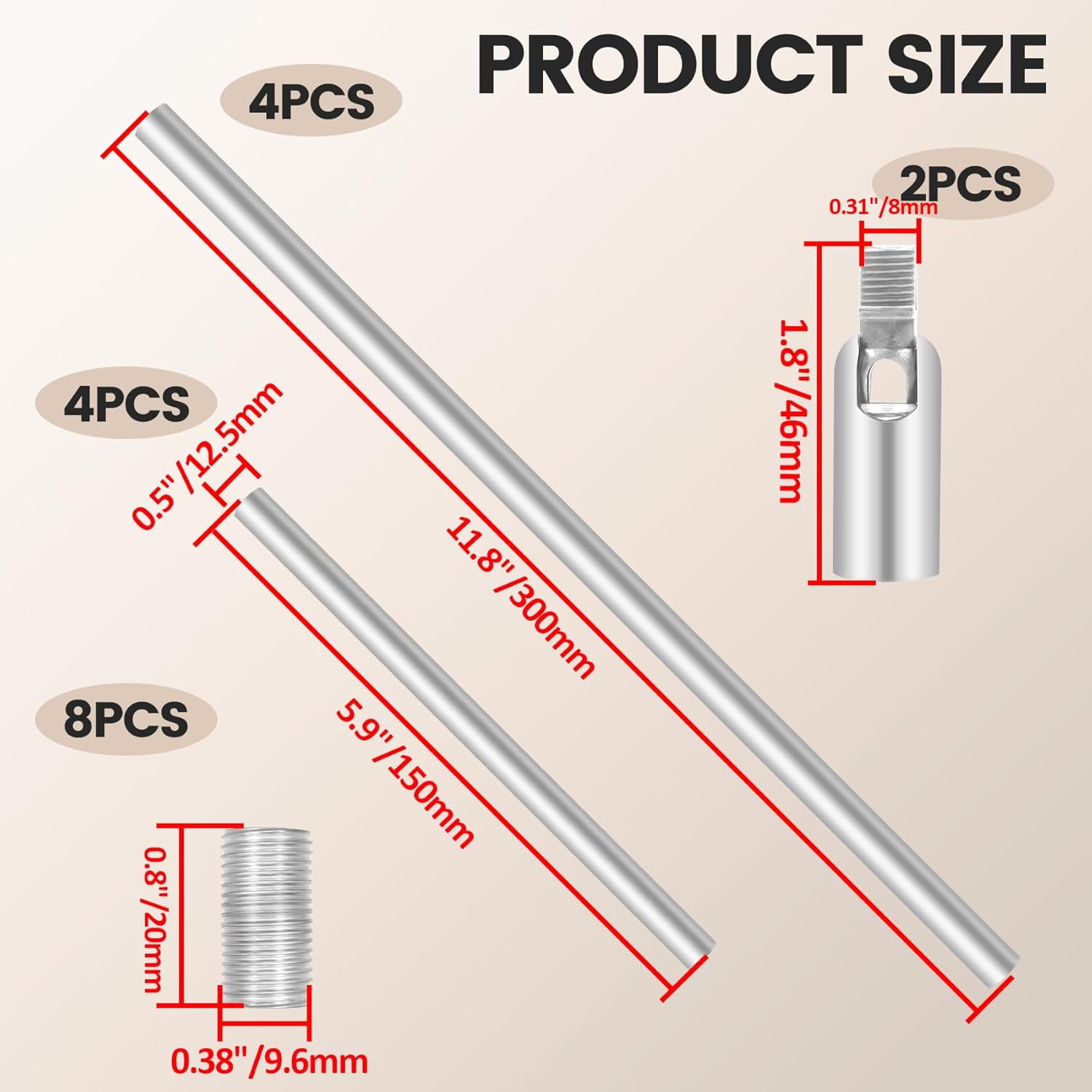 UGUCYUI-M10 Threaded Extension Rod Black Lighting Fixture Stems with ...