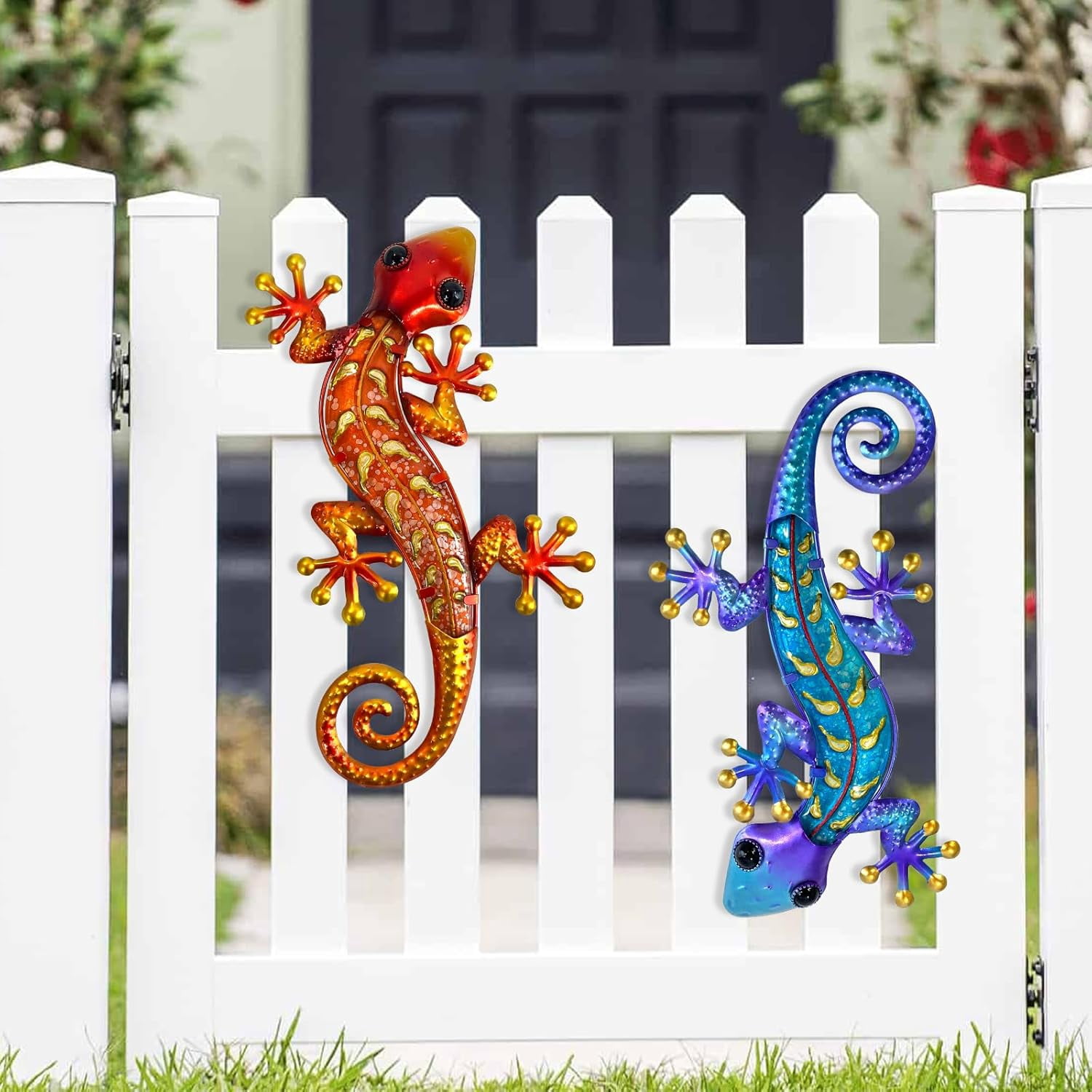 UGUCYUI-Metal Gecko Wall Art- 15 Inch Lizard Outdoor Decor Hanging ...
