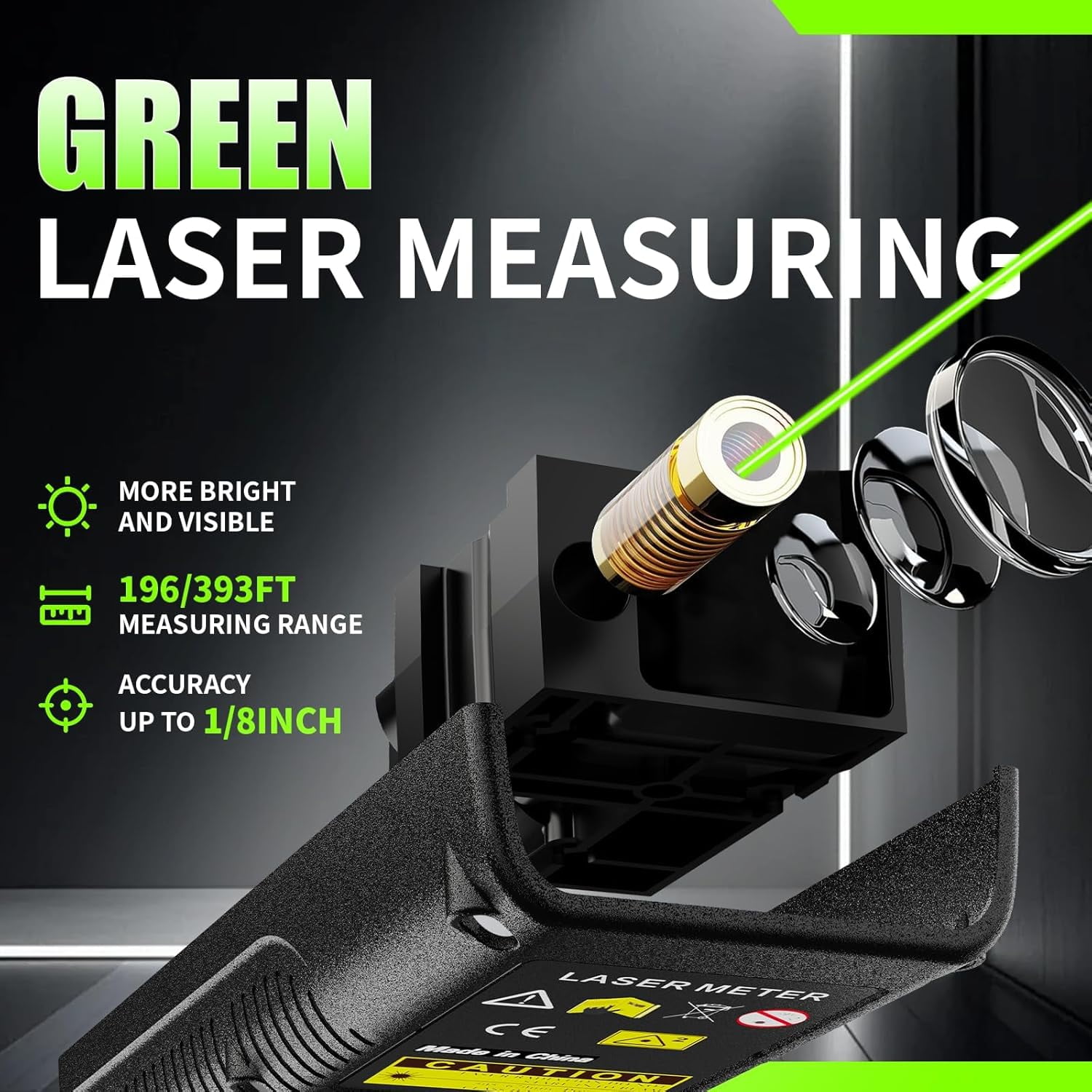 UGUCYUI-Mini Green Laser Distance Meter 262Ft – Rechargeable Digital ...