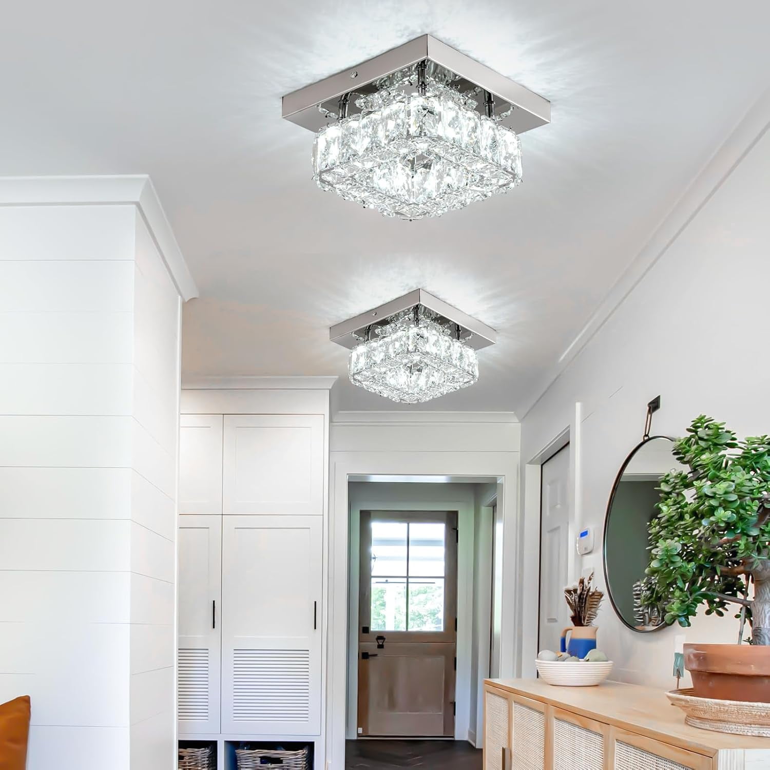 UGUCYUI-Mini Modern Crystal Chandeliers Flush Mount Ceiling Light 7.9 ...