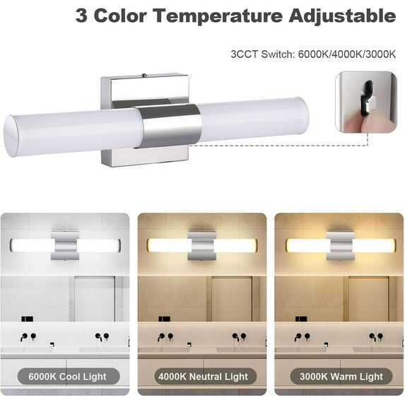 UGUCYUI-Modern Bathroom Vanity Light, 10W LED, 3 Color Temperature ...