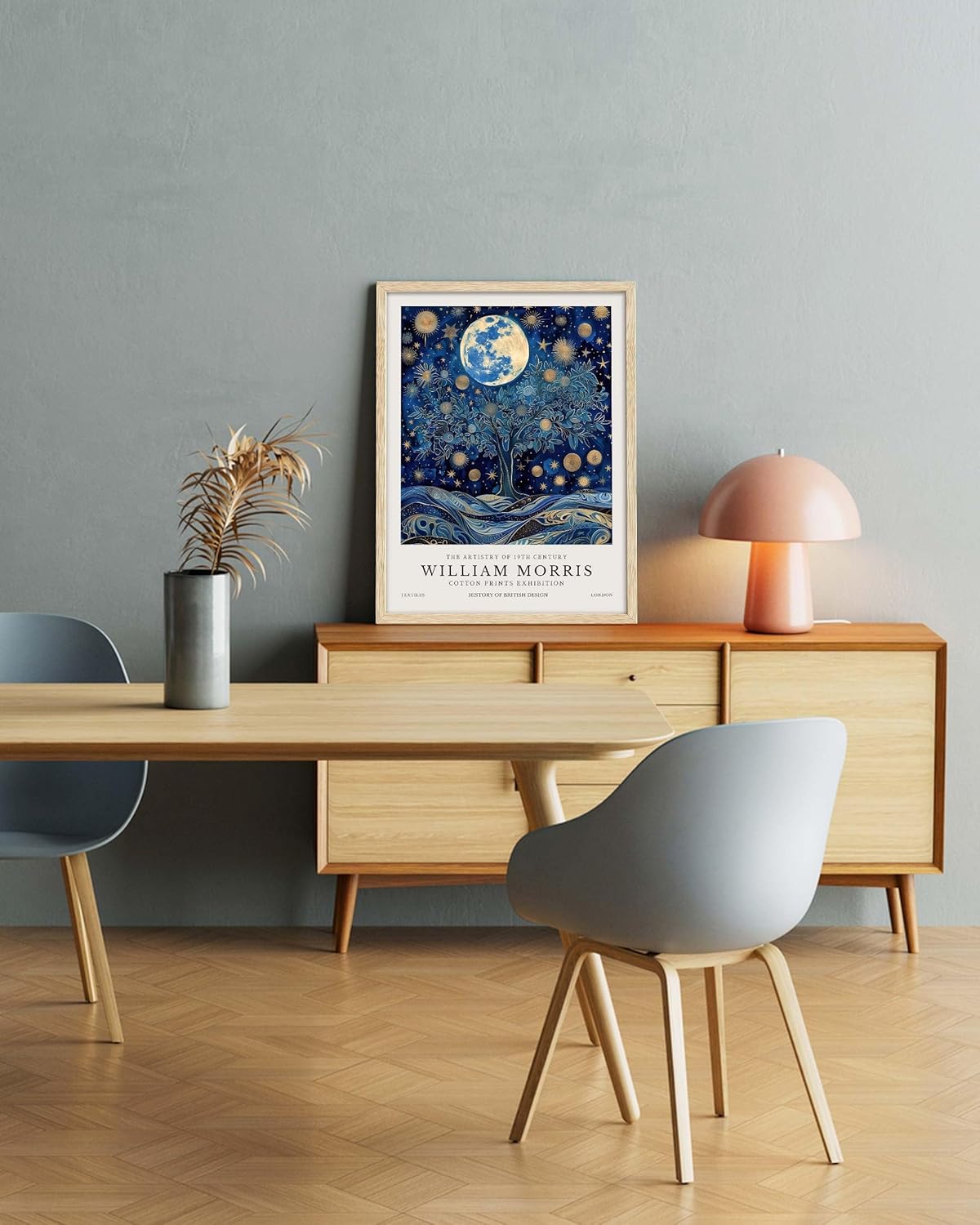 UGUCYUI-Moon and Stars Botanical Framed Wall Art,12x16in William Morris ...