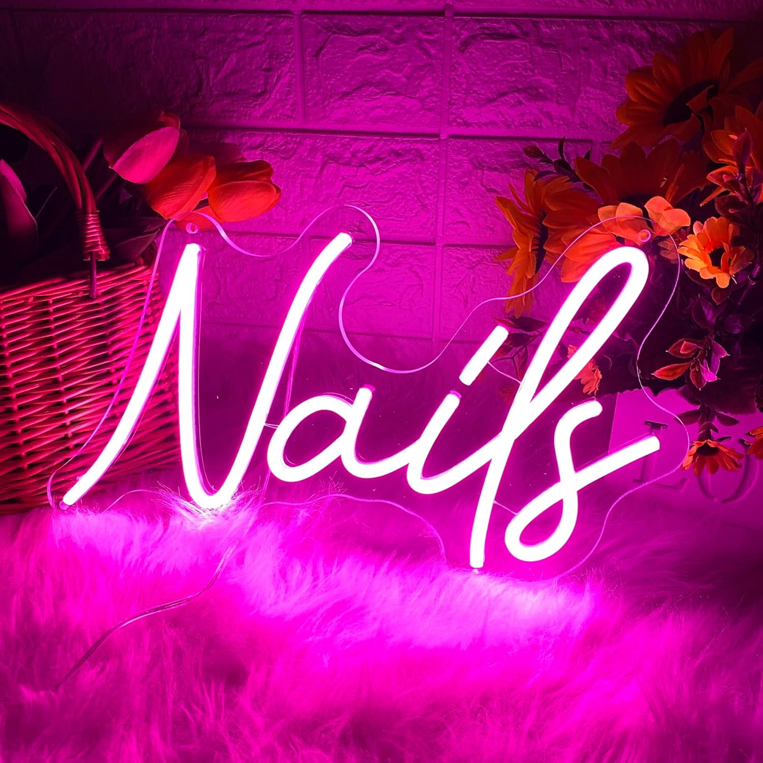 UGUCYUI-Nails Neon Sign - LED Pink Nail Salon Sign for Beauty Room Wall ...
